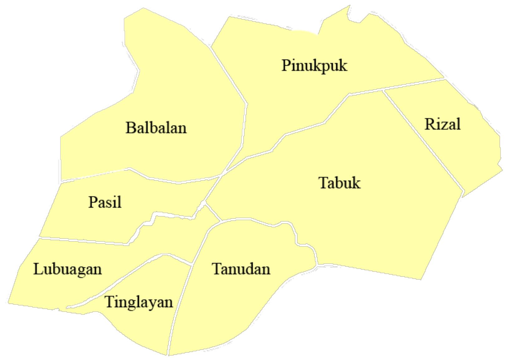 map of kalinga, philippines showing the eight