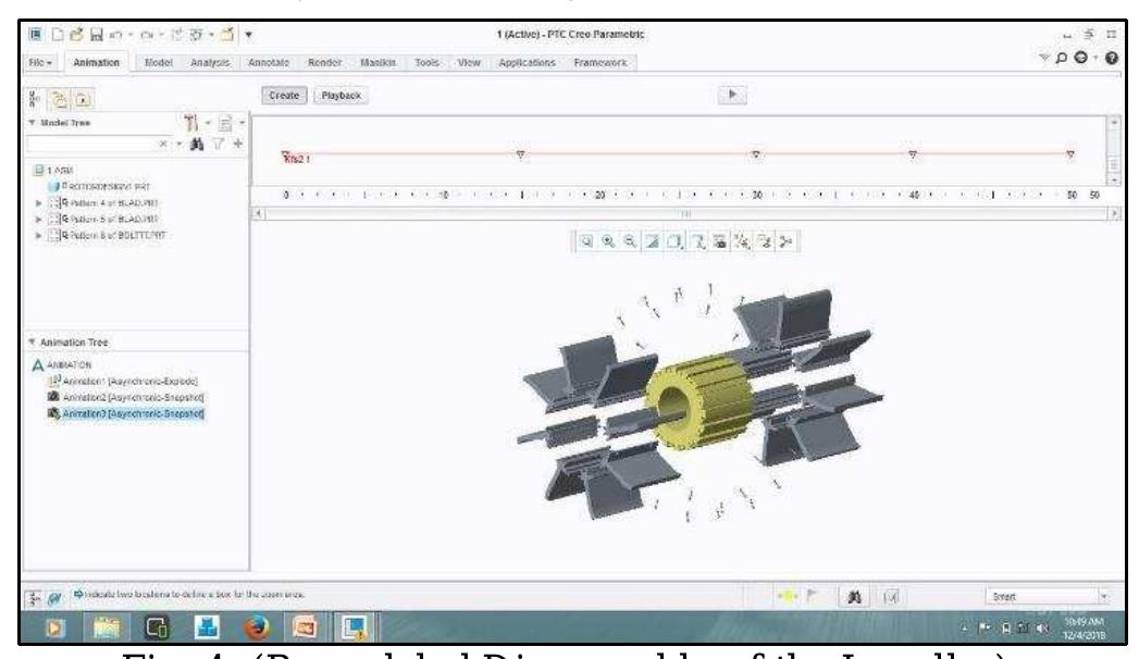 C. disassembly of the redesign of the impeller