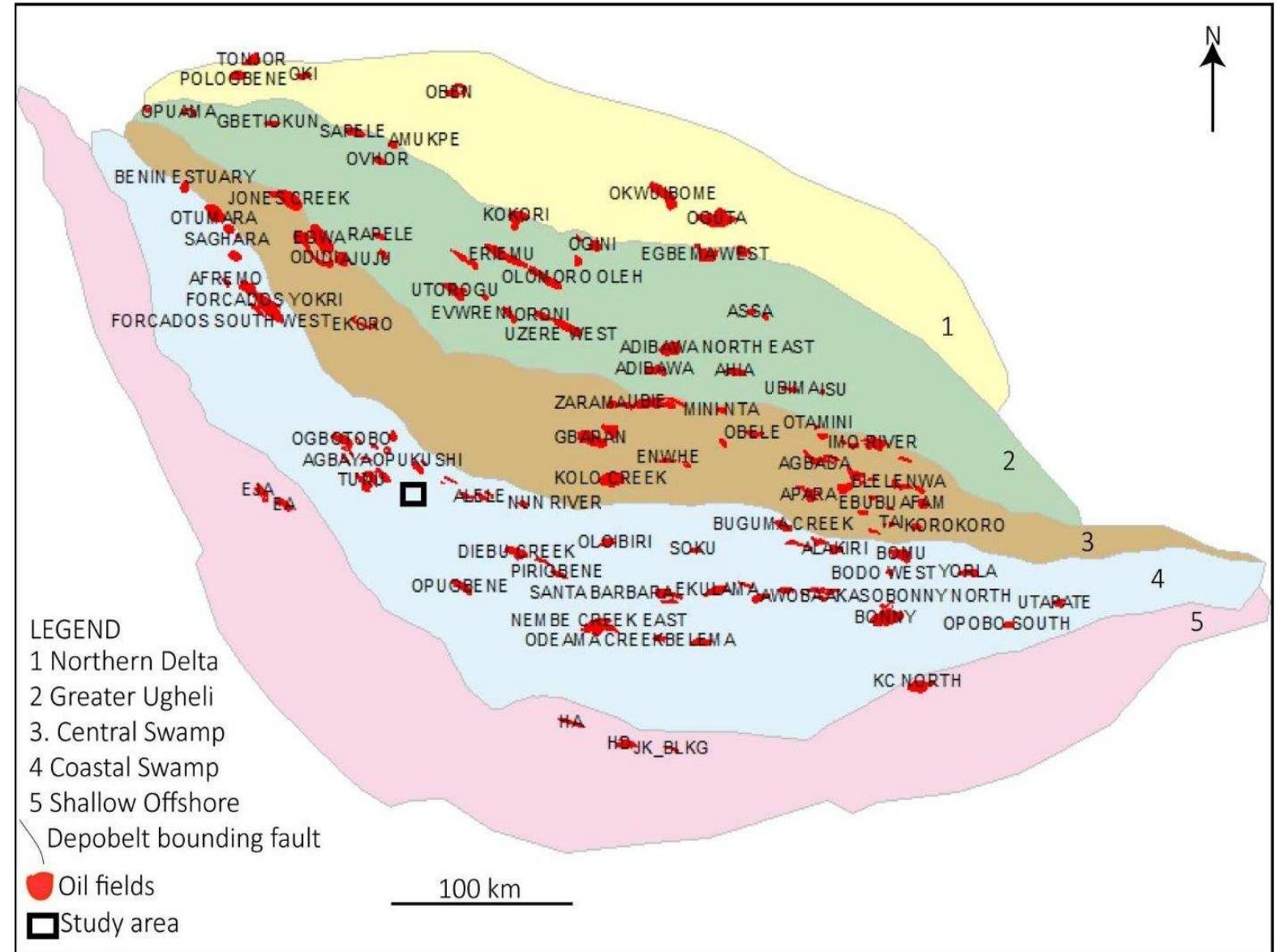 Structural map ofthe onshore niger delta showing the major