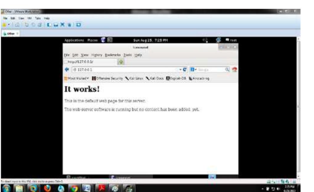 Shows apache is successfully running