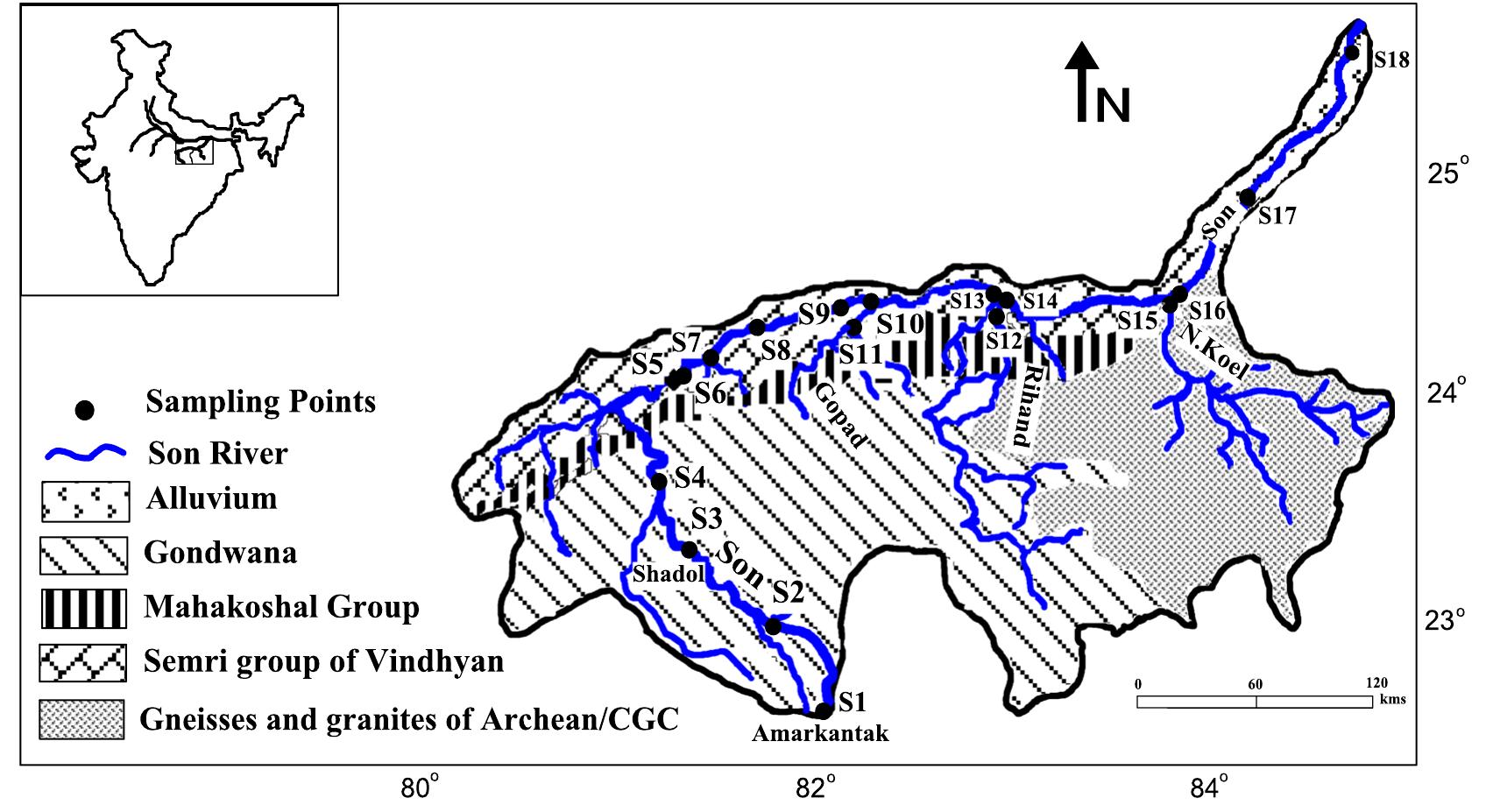 Figure 1 - from Major ion chemistry of the Son River, India: