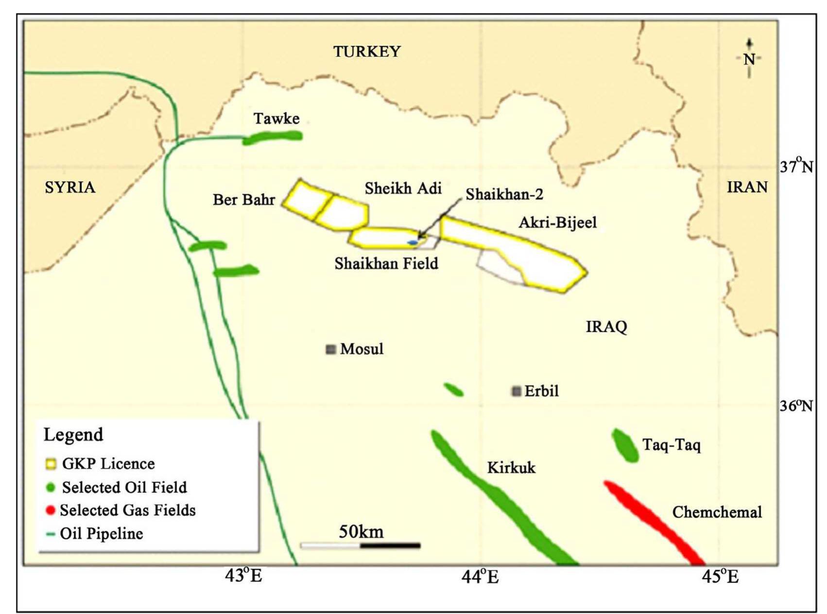 Index map of iraqi kurdistan showing the locations of the