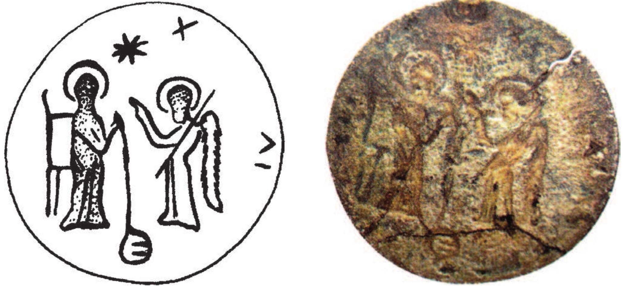 Silver token with the annunciation and the holy rider from