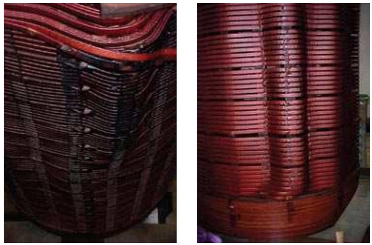 Winding defects shown in coil displacement frequency