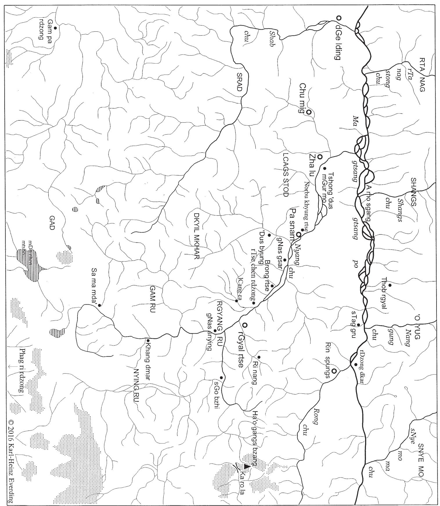 Map: map of the nyang chu valley (15" century).