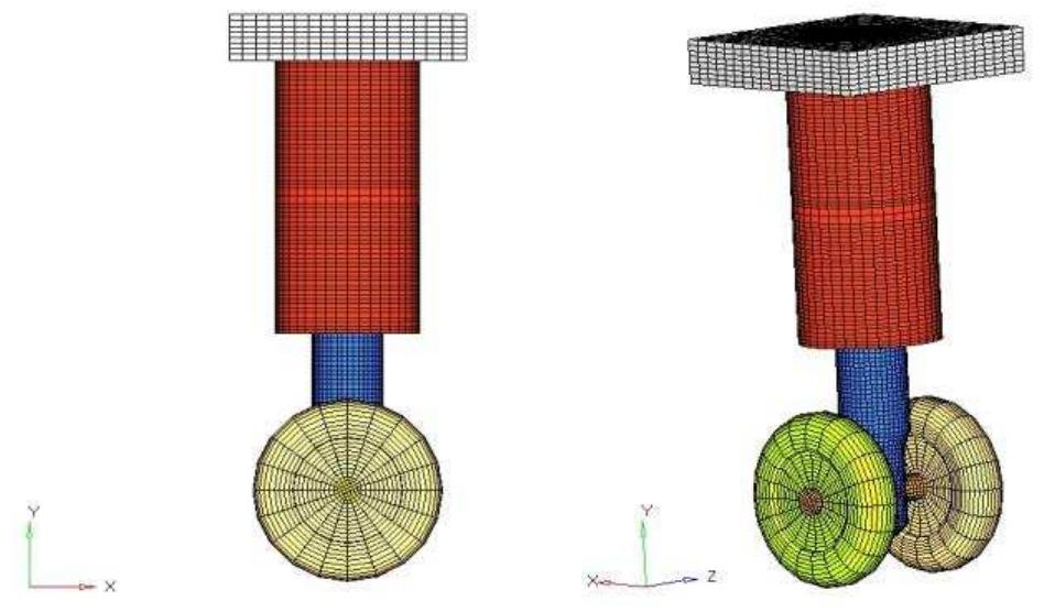 2 finite element model of an landing gear system. here