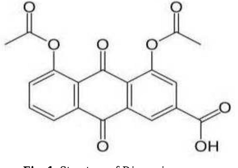 Diacerein (fig.1) is also known as diacetyl rhein, is a slow