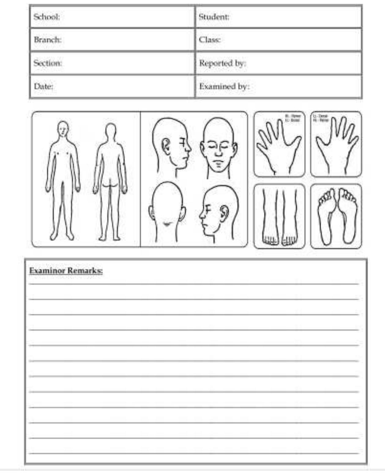Child abuse body diagram