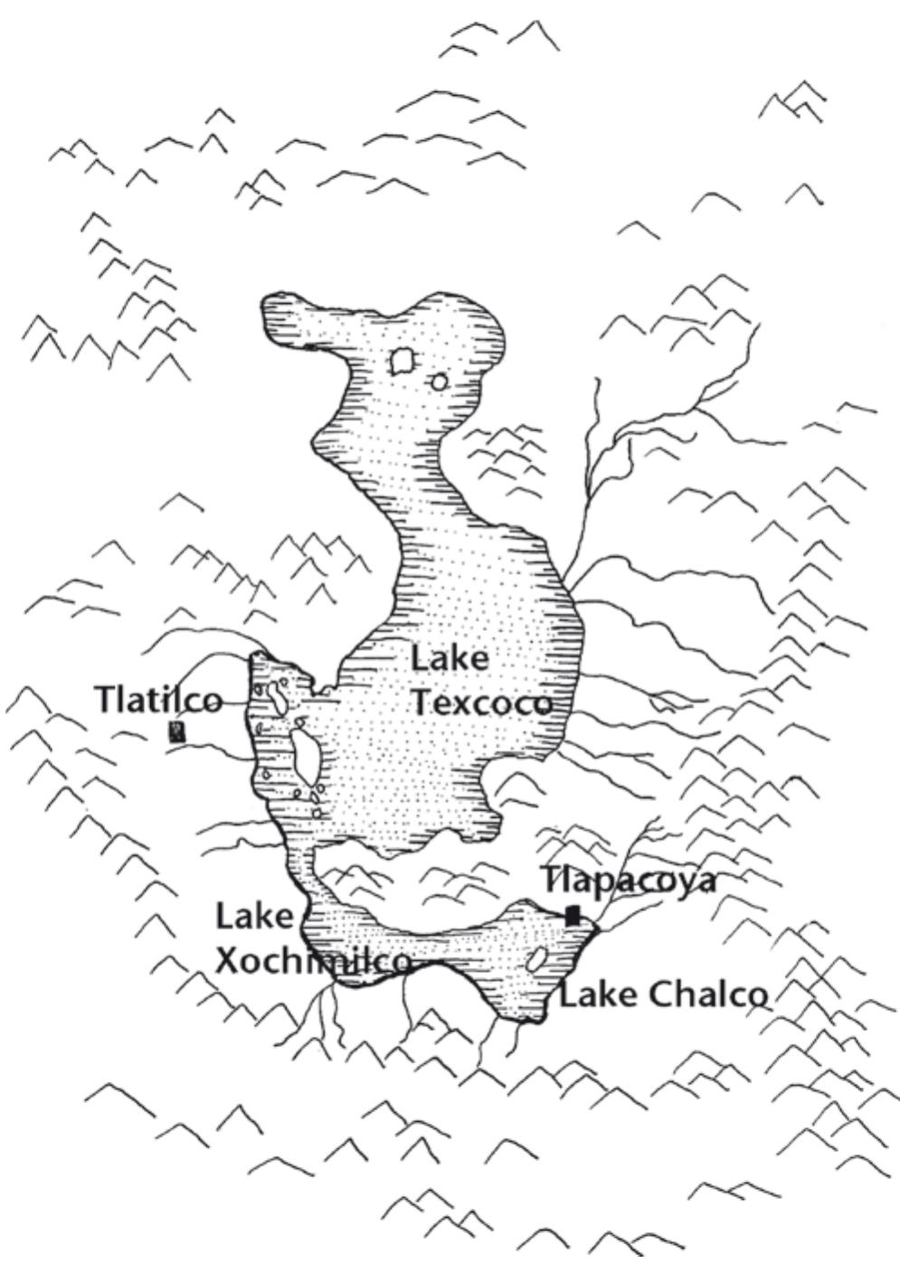 Map of the basin of mexico in the early and middle