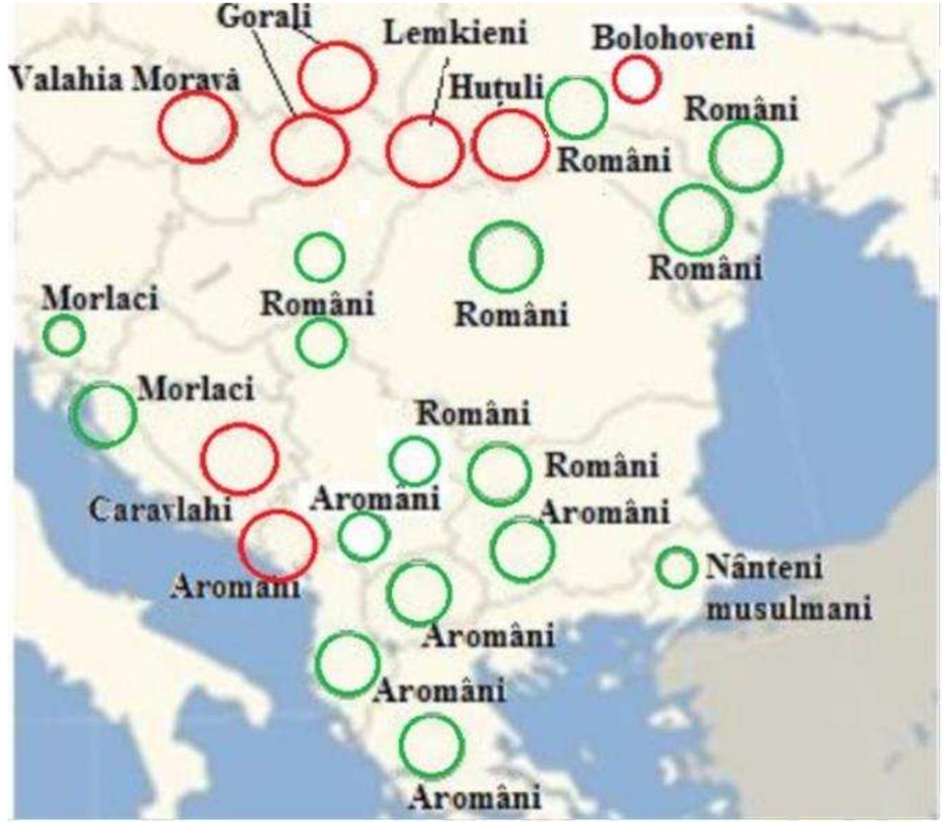 The family of vlachs. green: they speak romanian or a