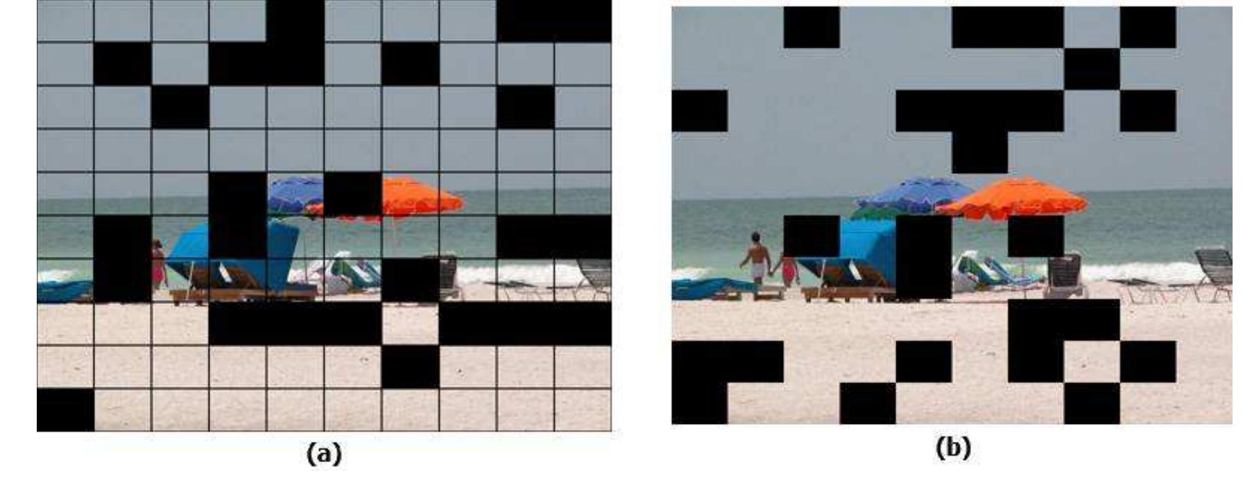 Square jigsaw puzzle. (a) with border and (b) without border