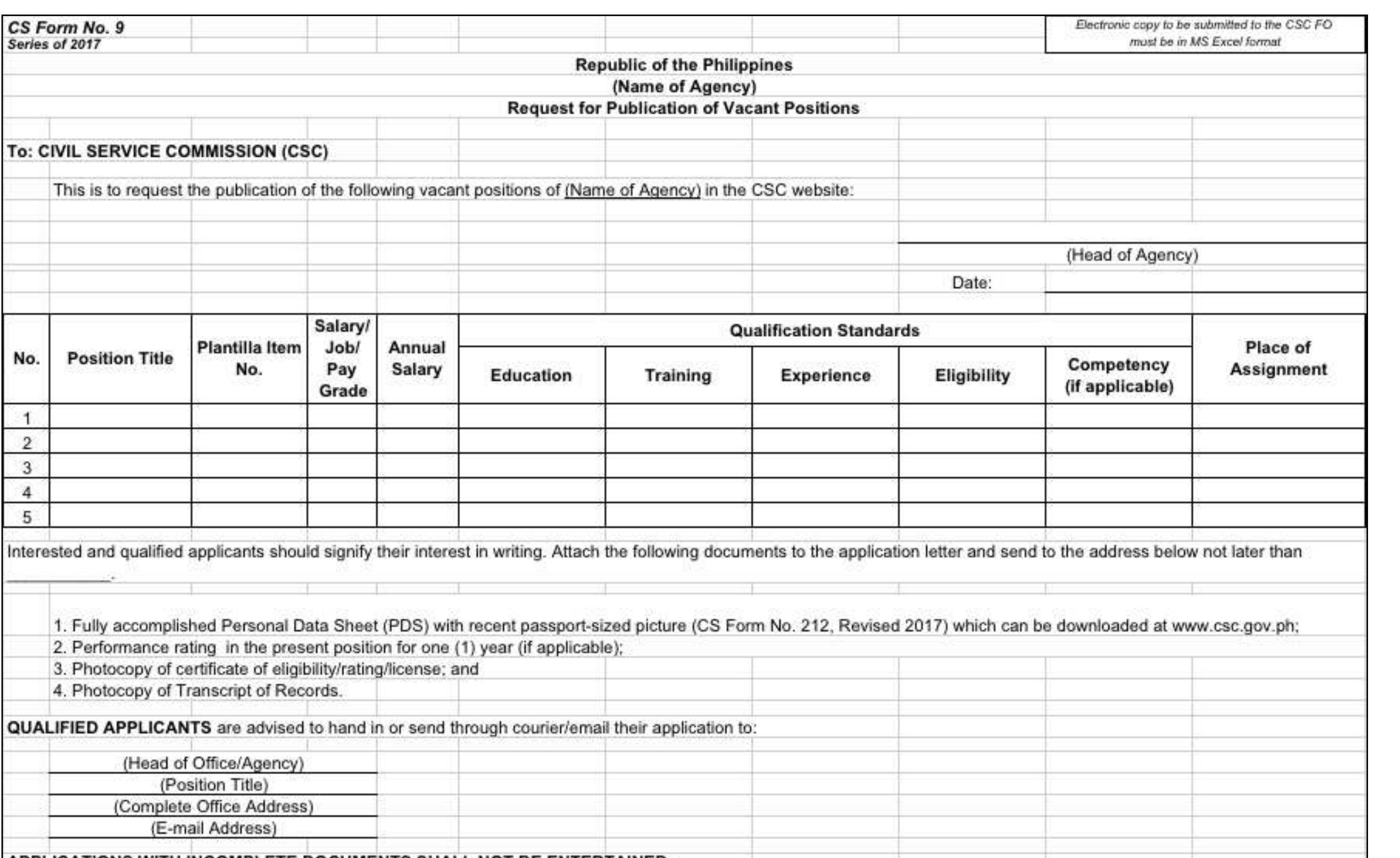 Applications with incomplete documents shall not be