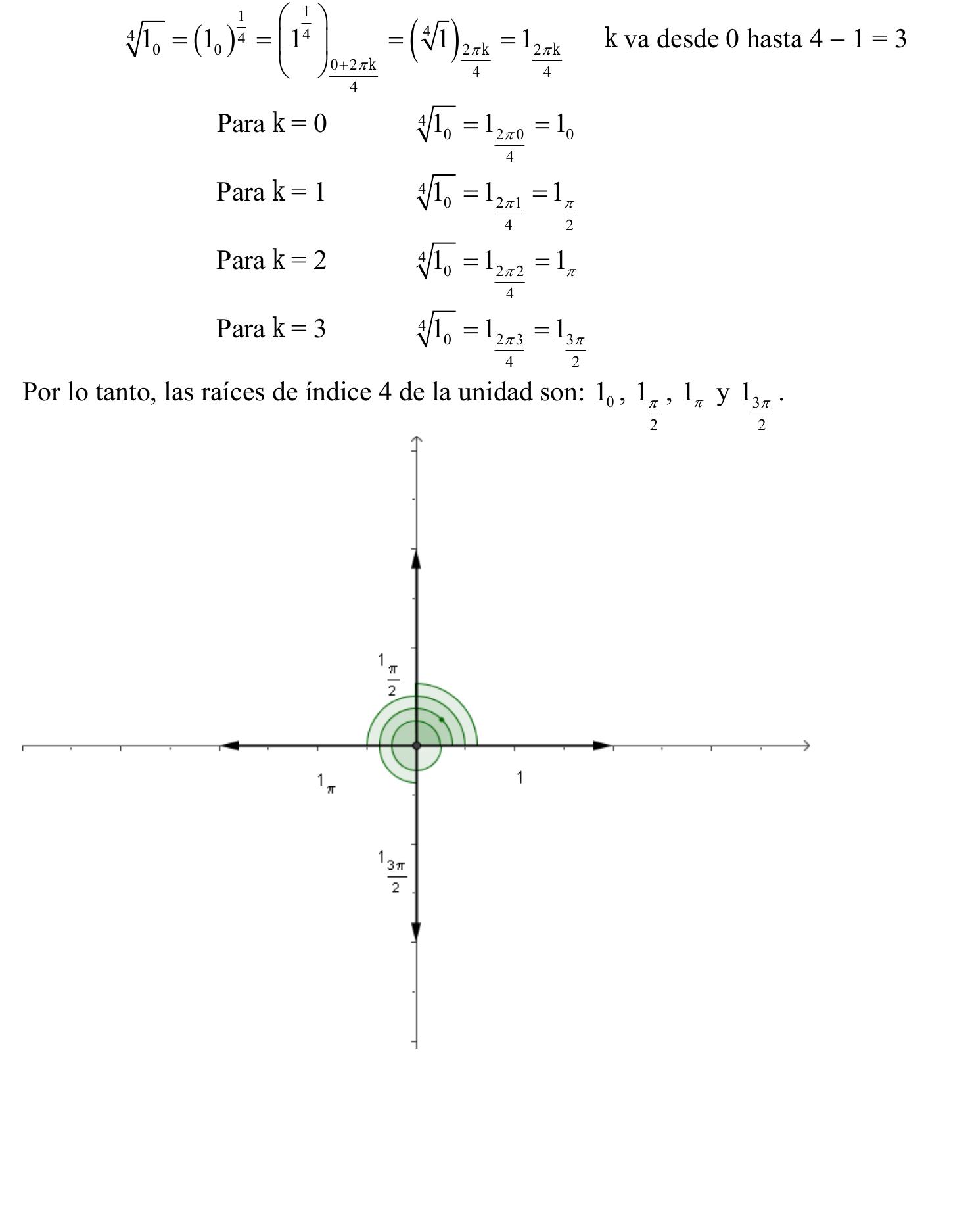 Por ejemplo, para hallar las raices de indice 4 de la