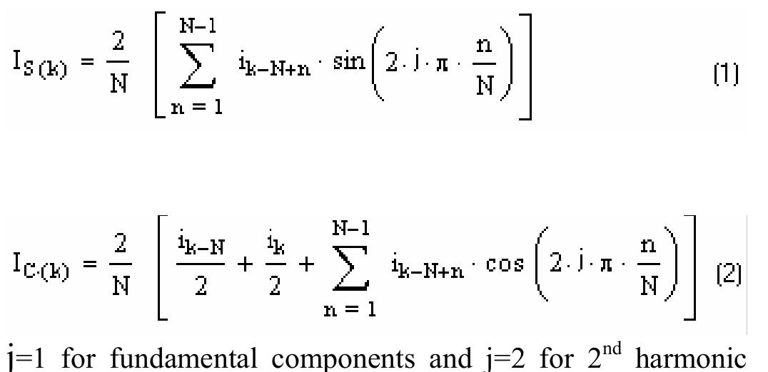 20-sample/cycle full cycle discrete fourier transform