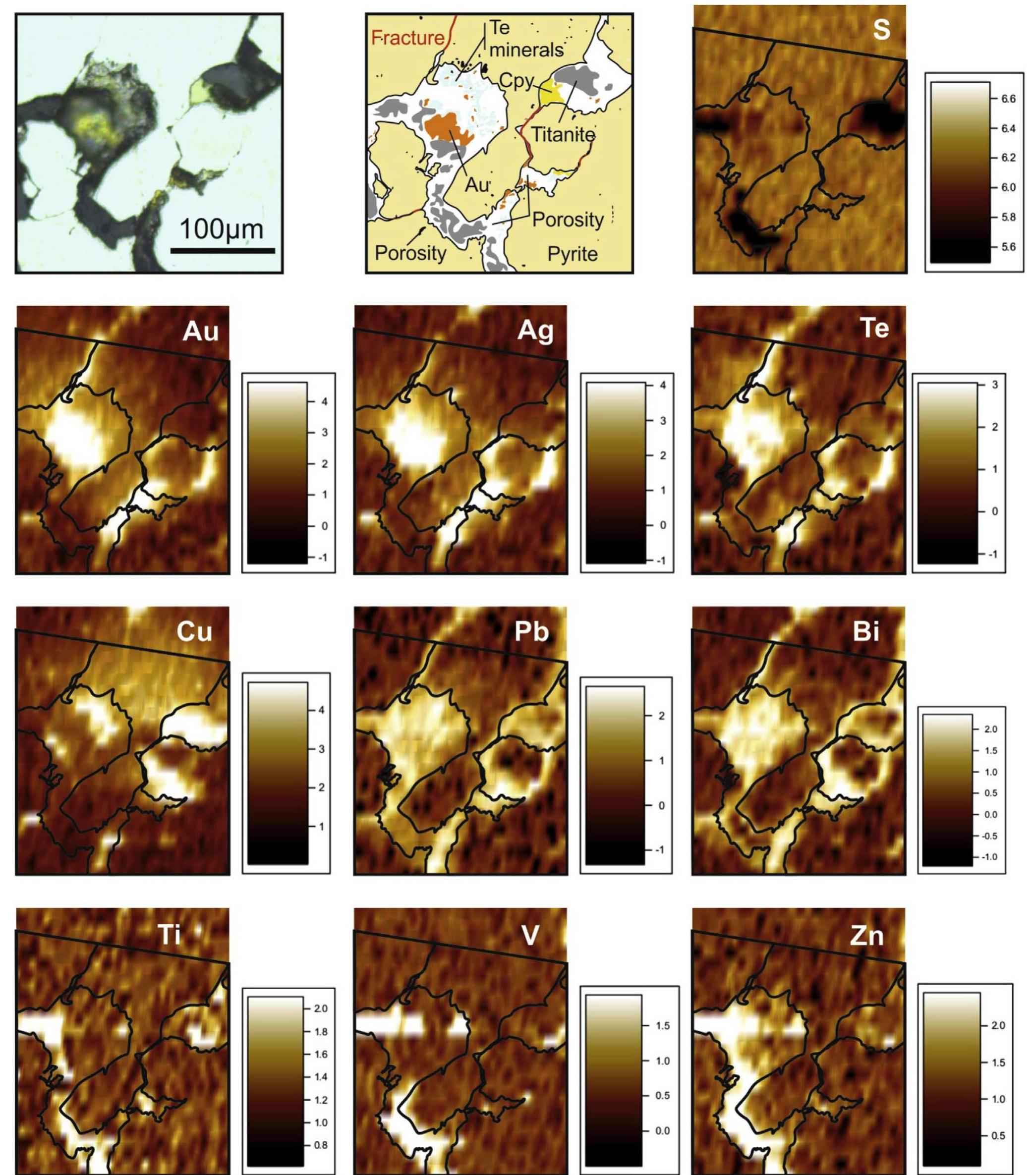 La-icp-ms maps of a fractured pyrite grain from the main