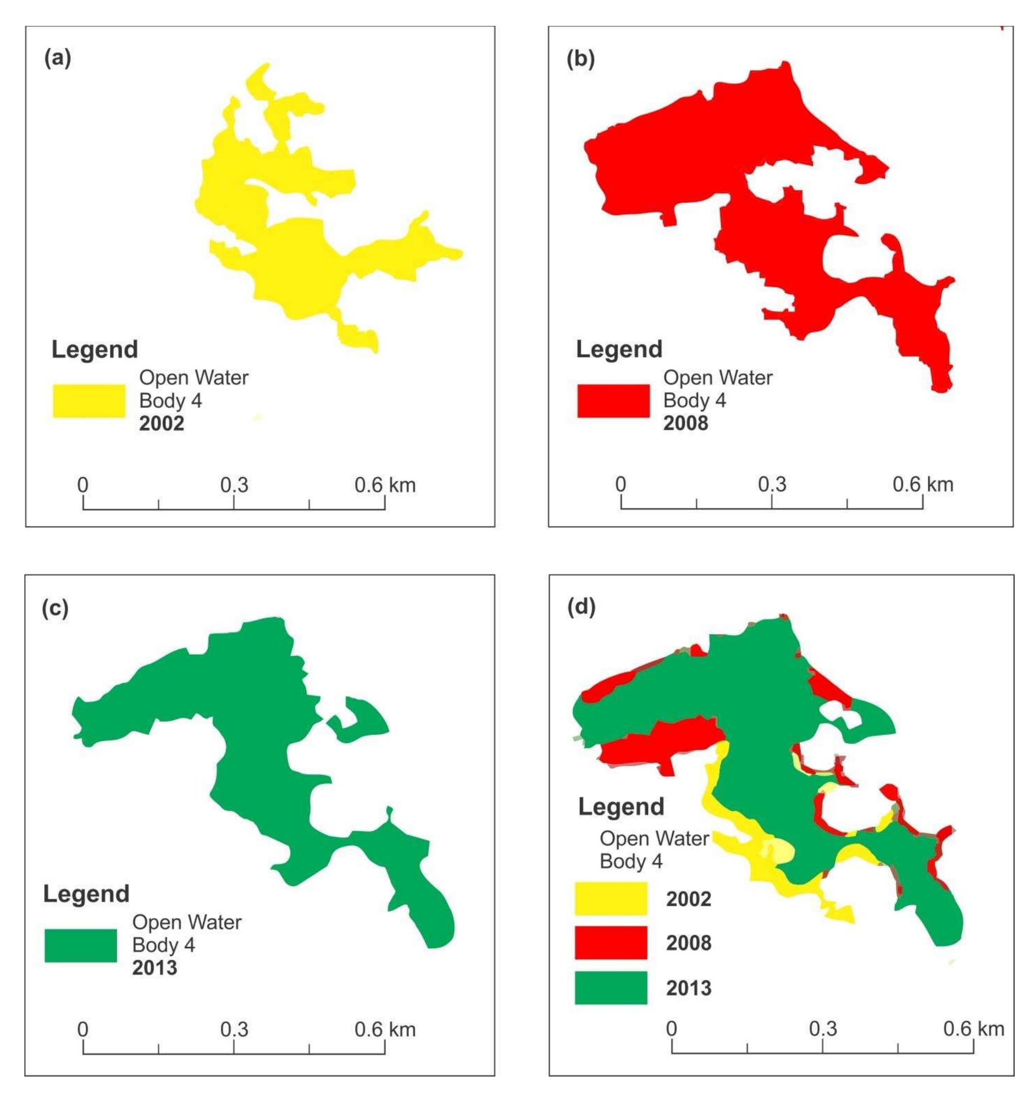 Maps of owb4 for the years 2002 (a), 2008 (b), 2013 (c), and