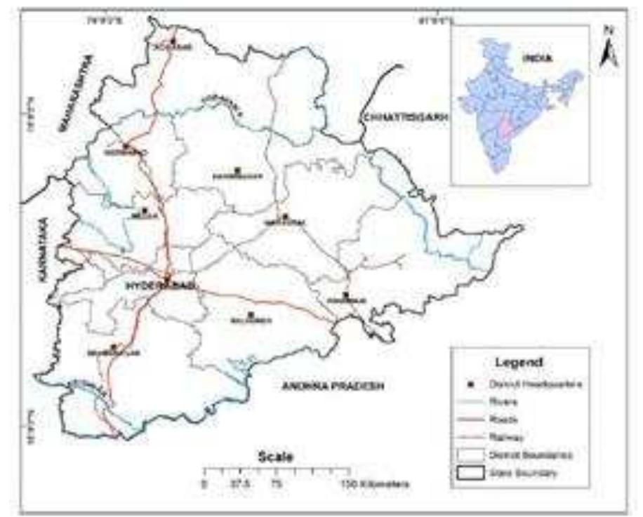 Godavari river map shown in india map