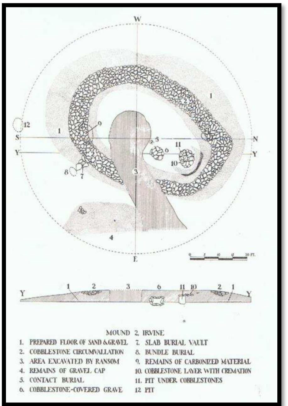 Plan view map of mound 2 at irvine a middle woodland age