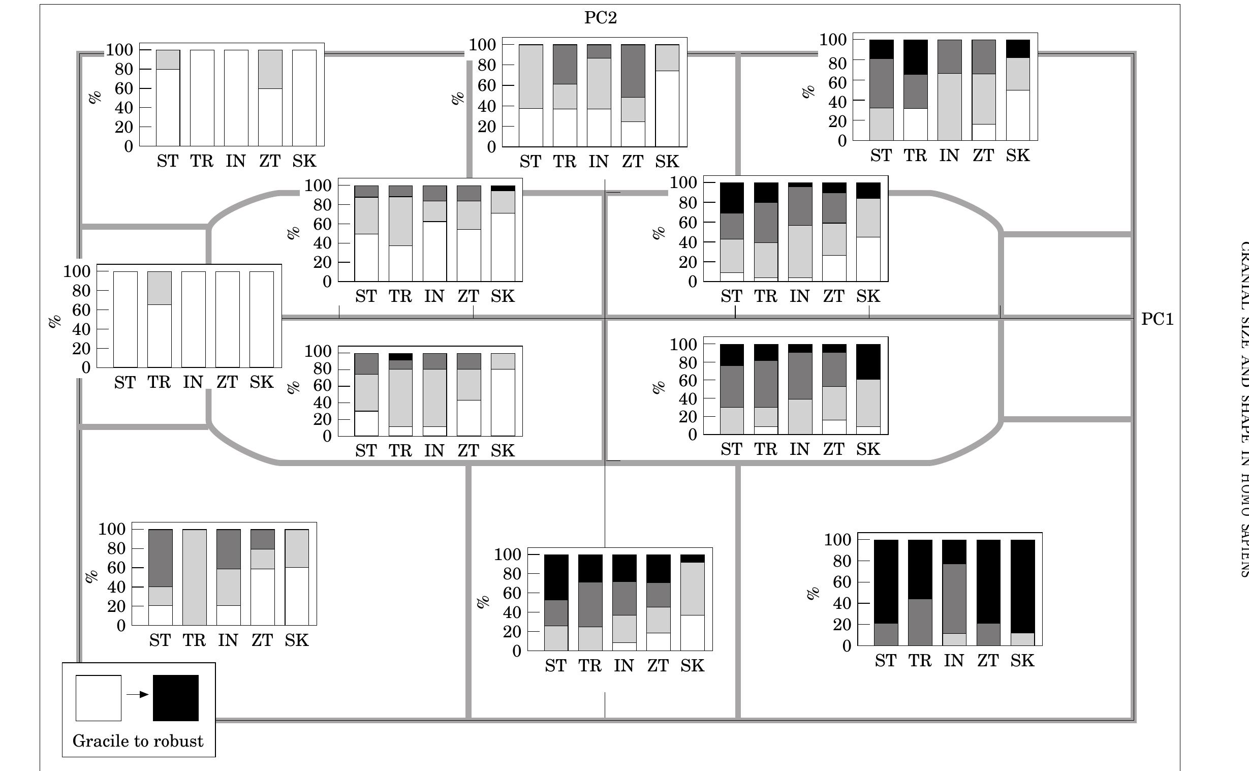 Histograms showing the expression of robusticity in
