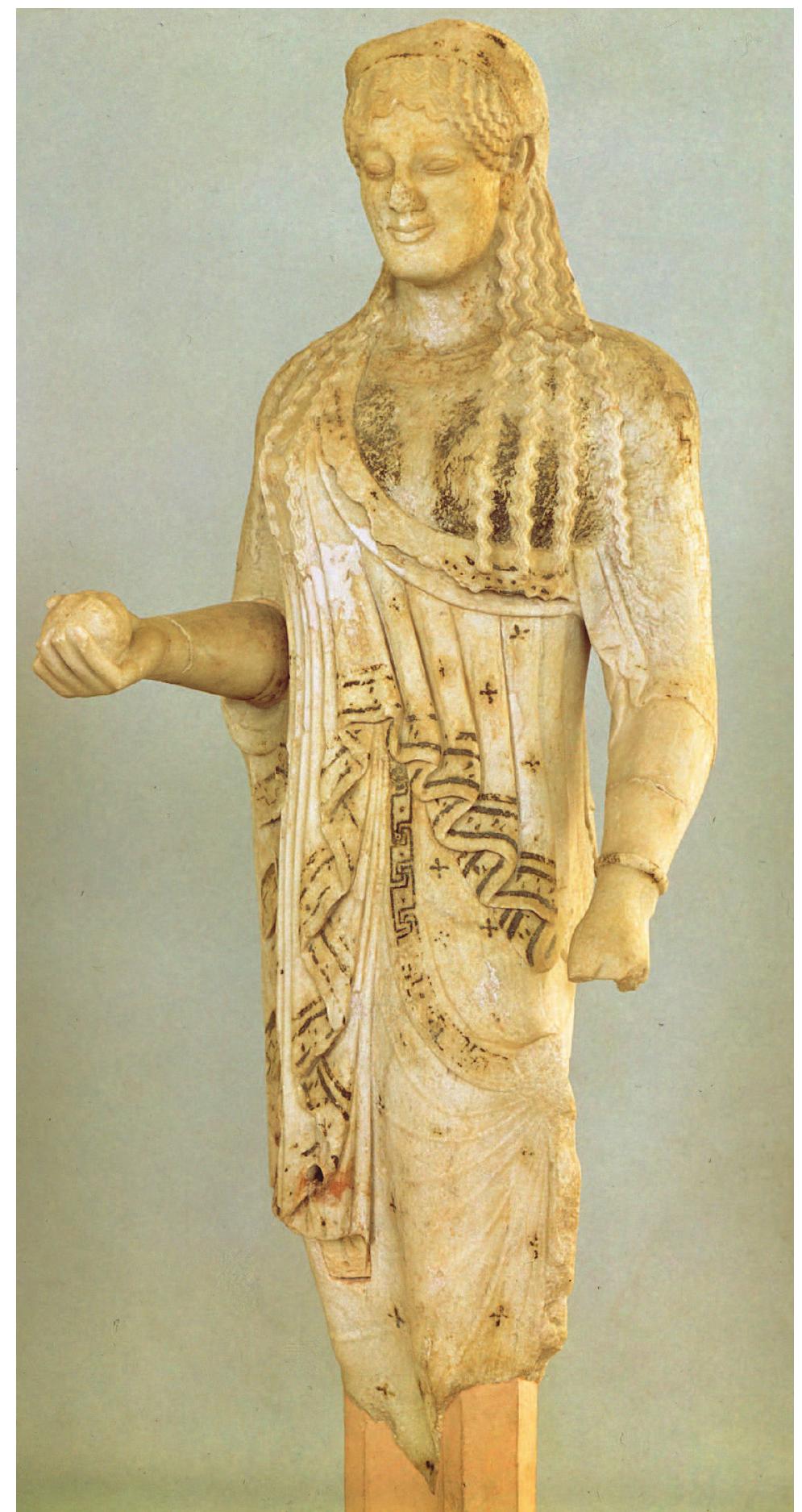 8 koré statue from the athenian acropolis, c. 530 bce.