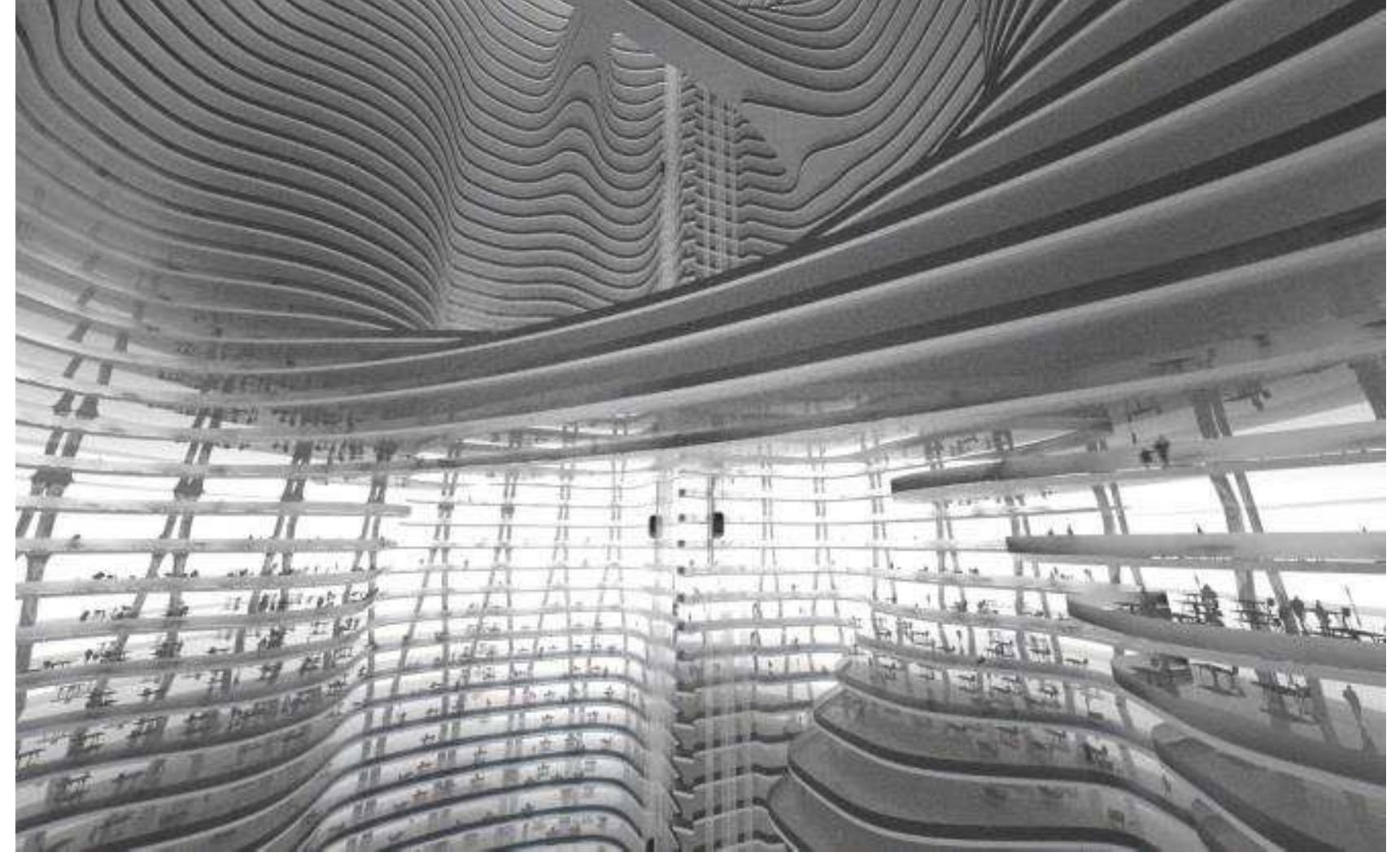 Zaha hadid architects, blob/meta-ball modulation of internal