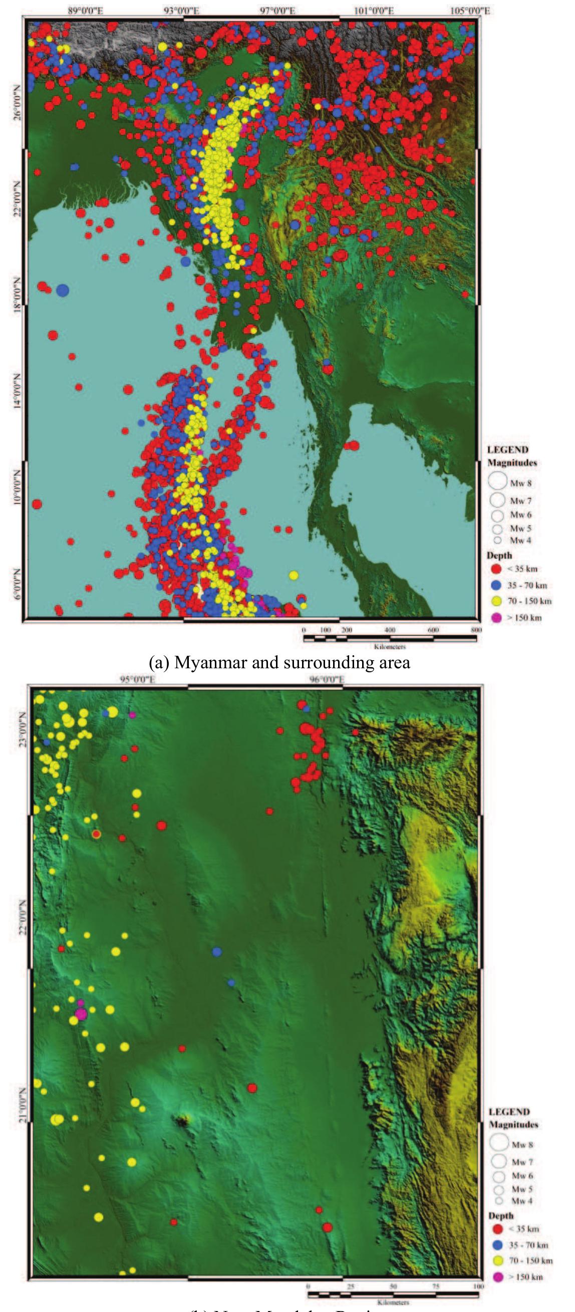 Seismicity map showing the distribution of the epicenters of