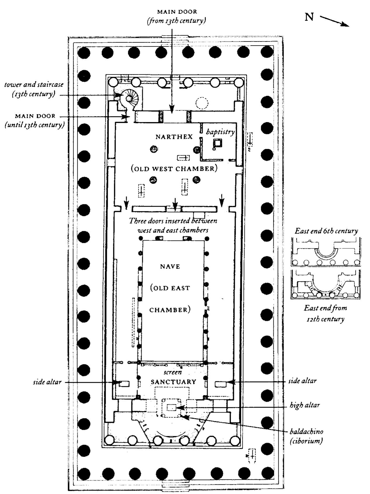 Plan of parthenon converted into church with first apse