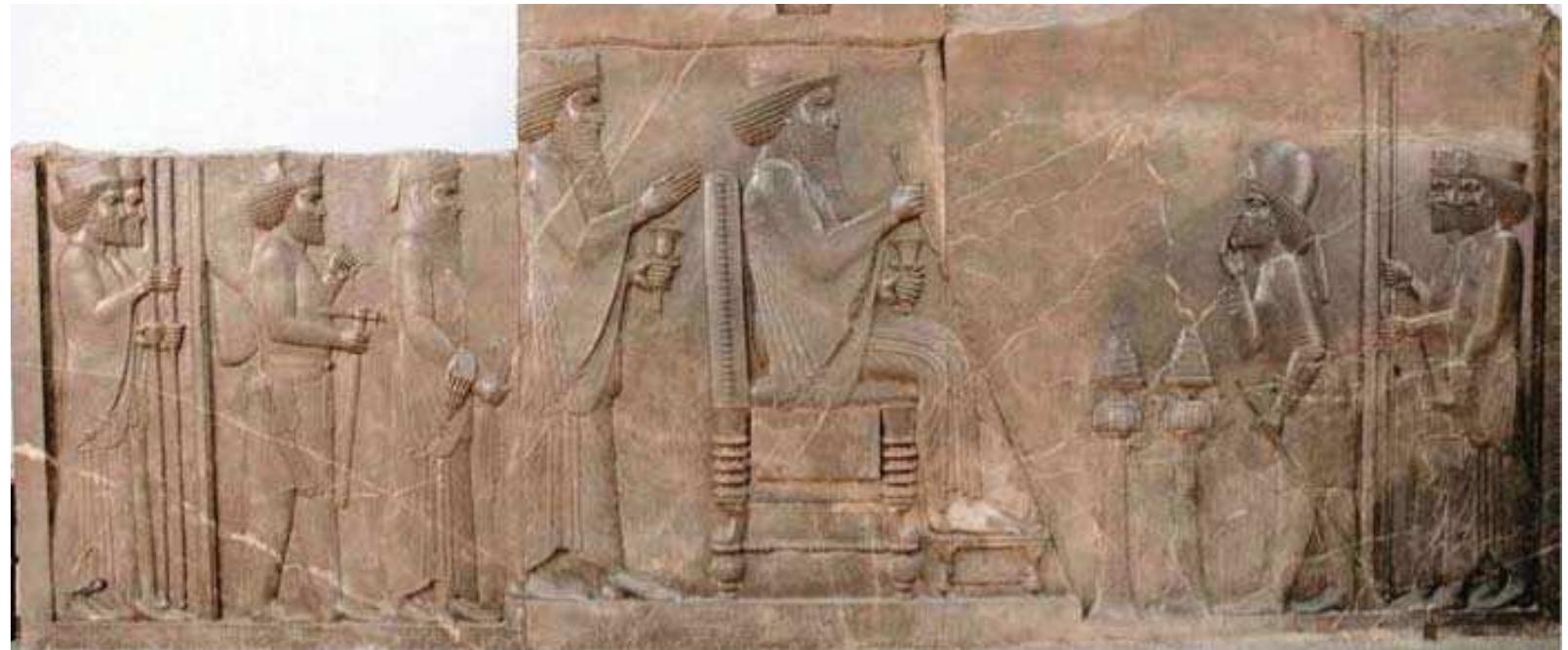 A: photo of a bas-relief of king darius before his crown