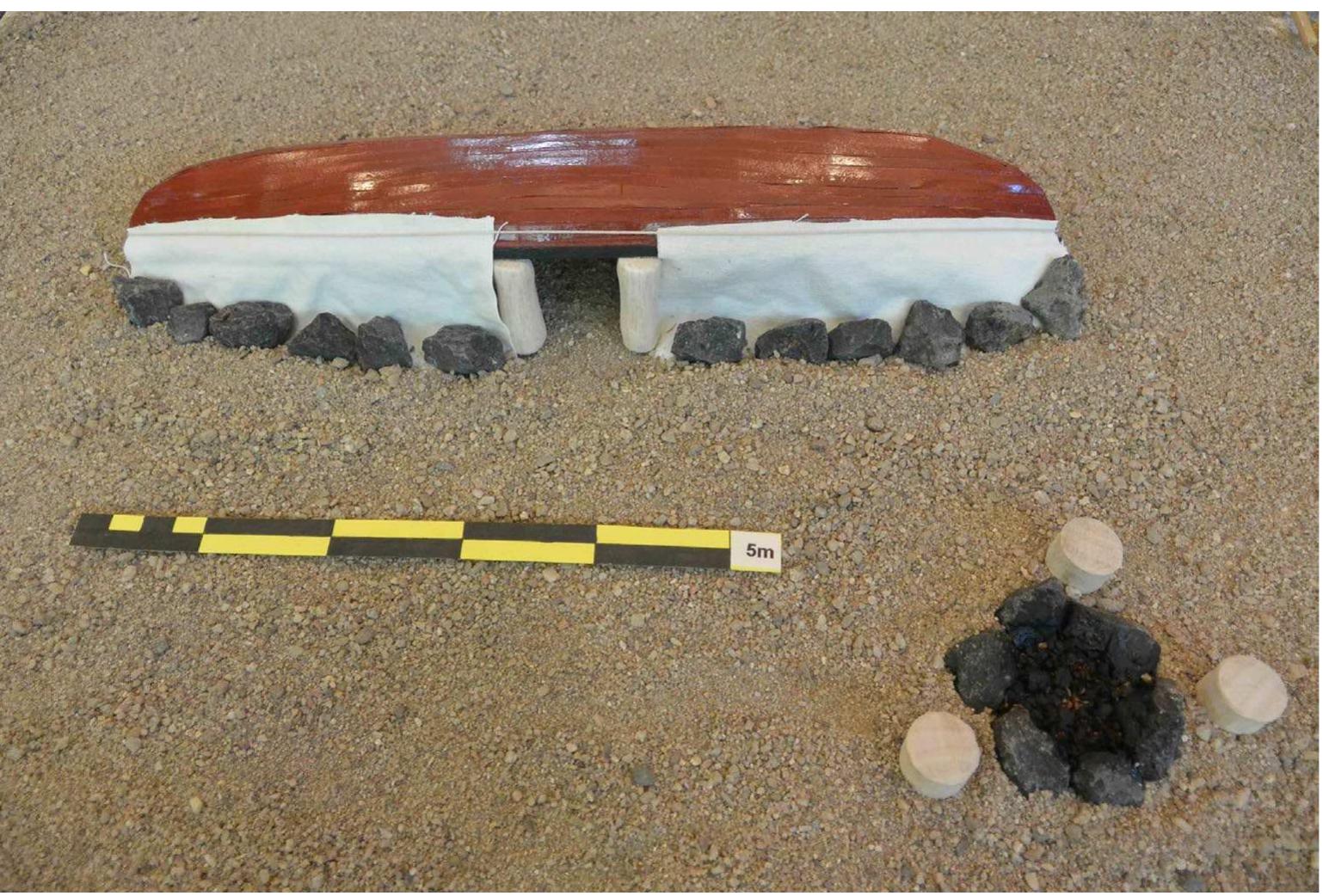 Model of a boat-camp #2 — two whalebones support the boat