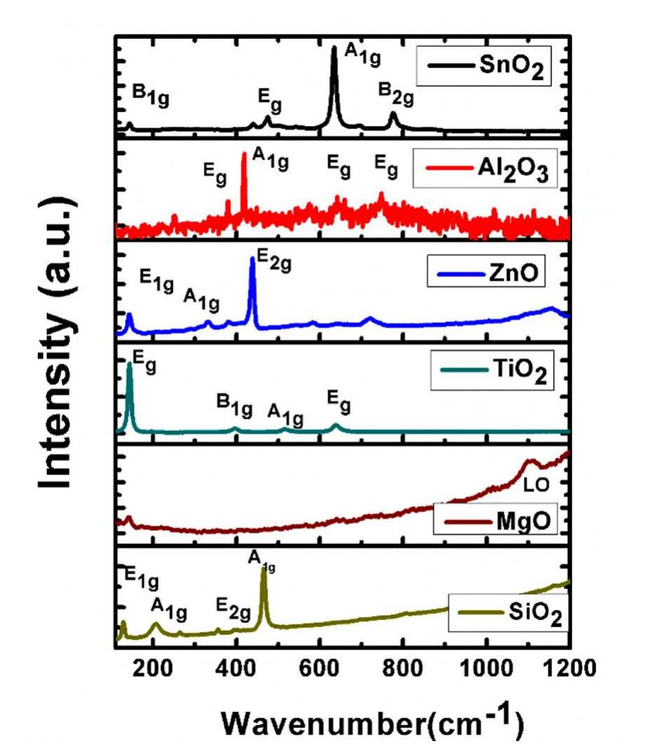 Room temperature raman spectra of as synthesized metal oxide