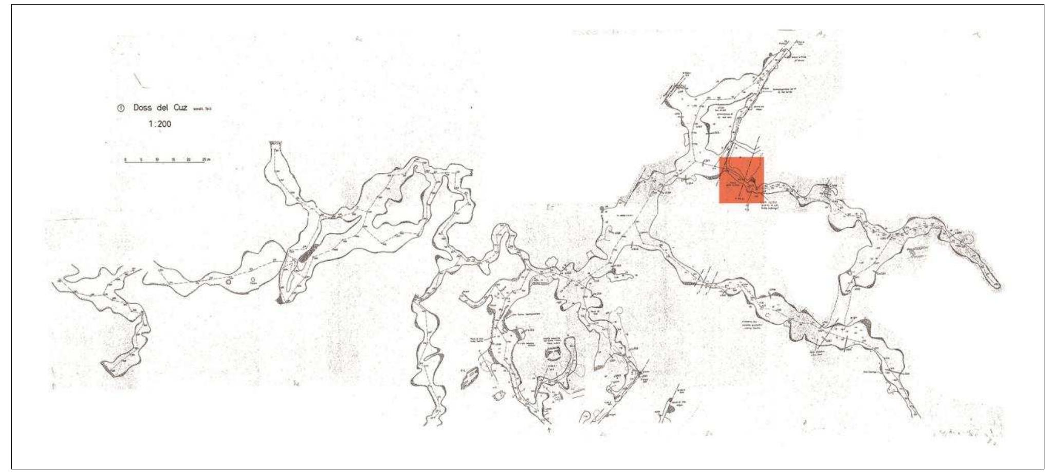 - map of the most internal part of canopa doss del cuz: the
