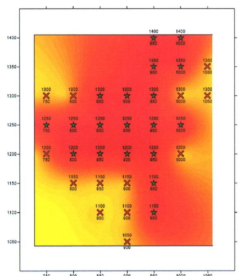 Map 2. : stps, positive and negative, with projected
