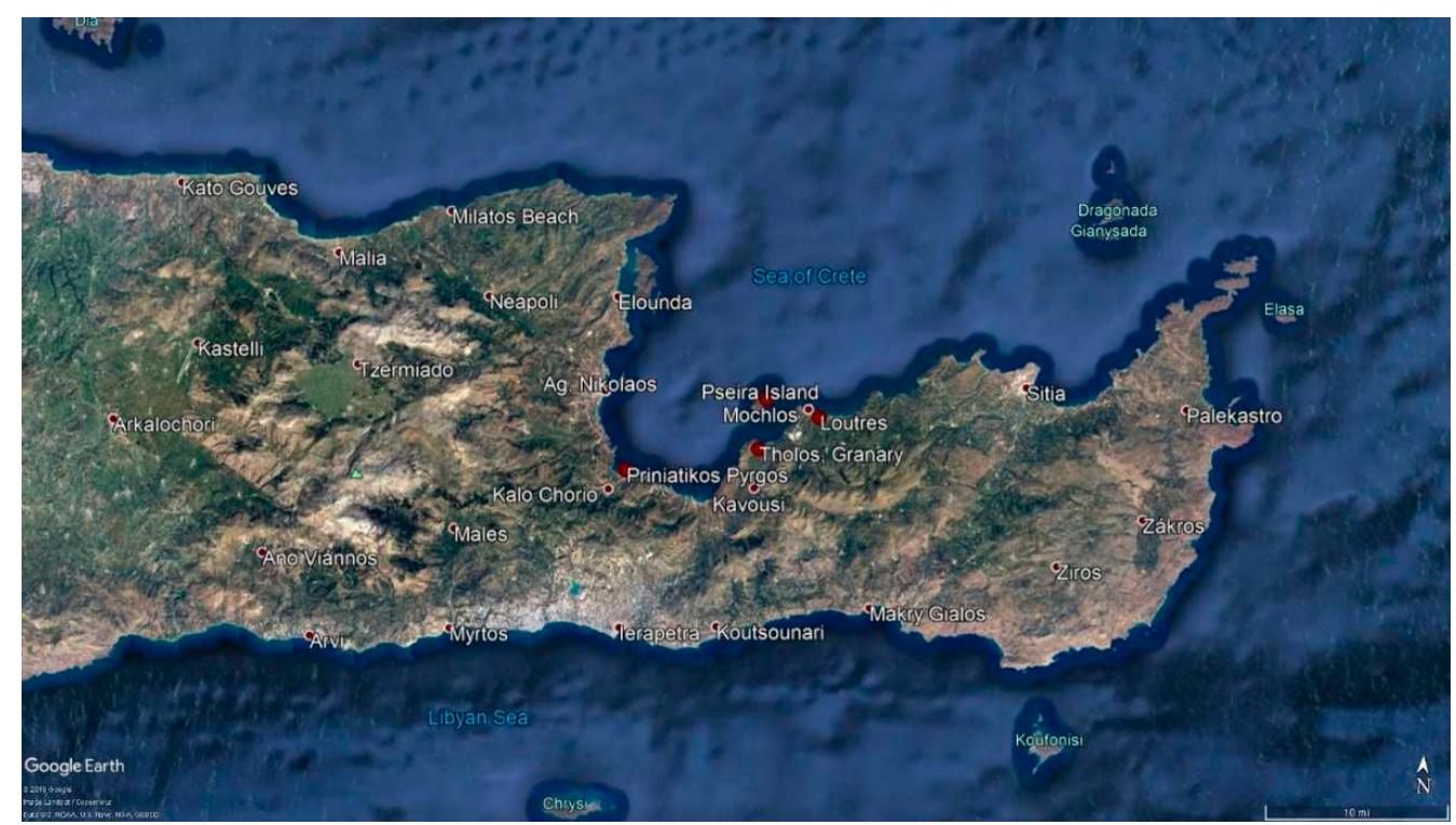 Map of eastern crete. (source: google earth).