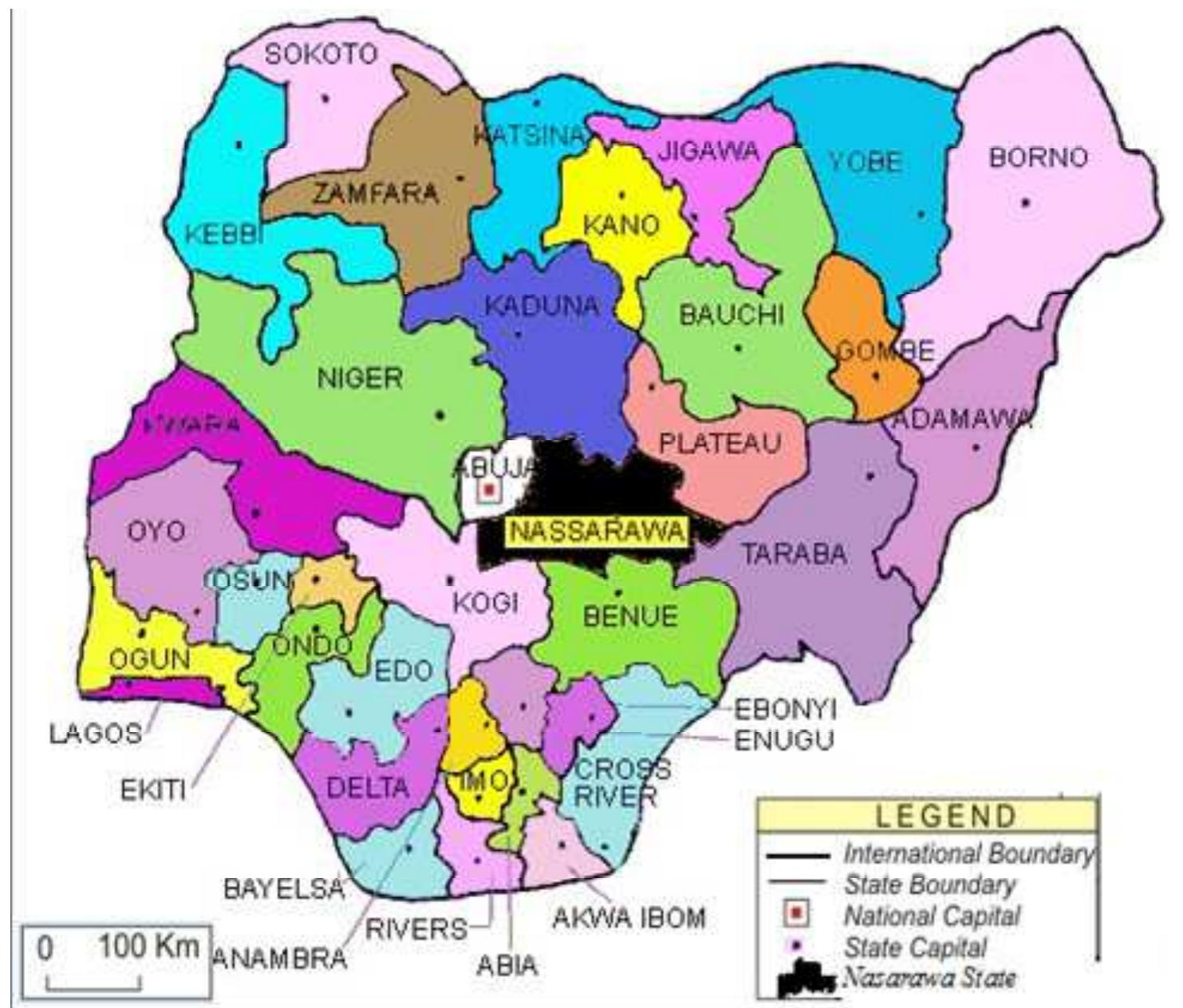 Map of nigeria showing nasarawa state