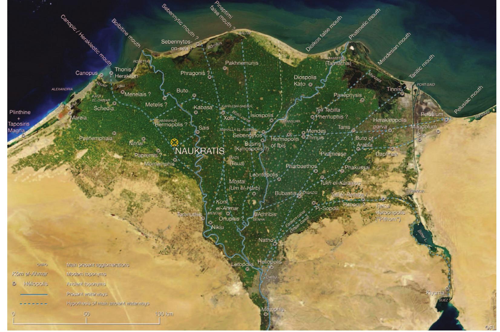 Map of the egyptian nile delta (satellite image of 02 05