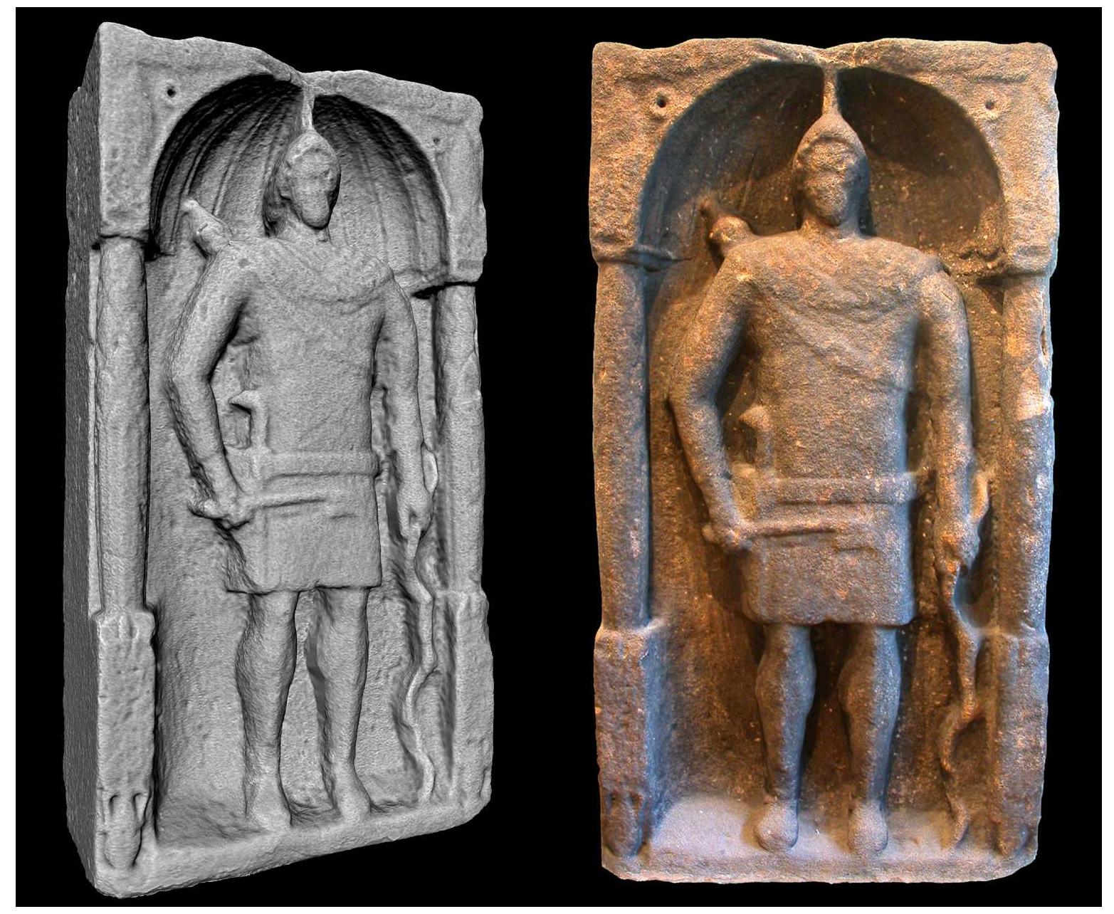 Comparison of an untextured orthographic render of the