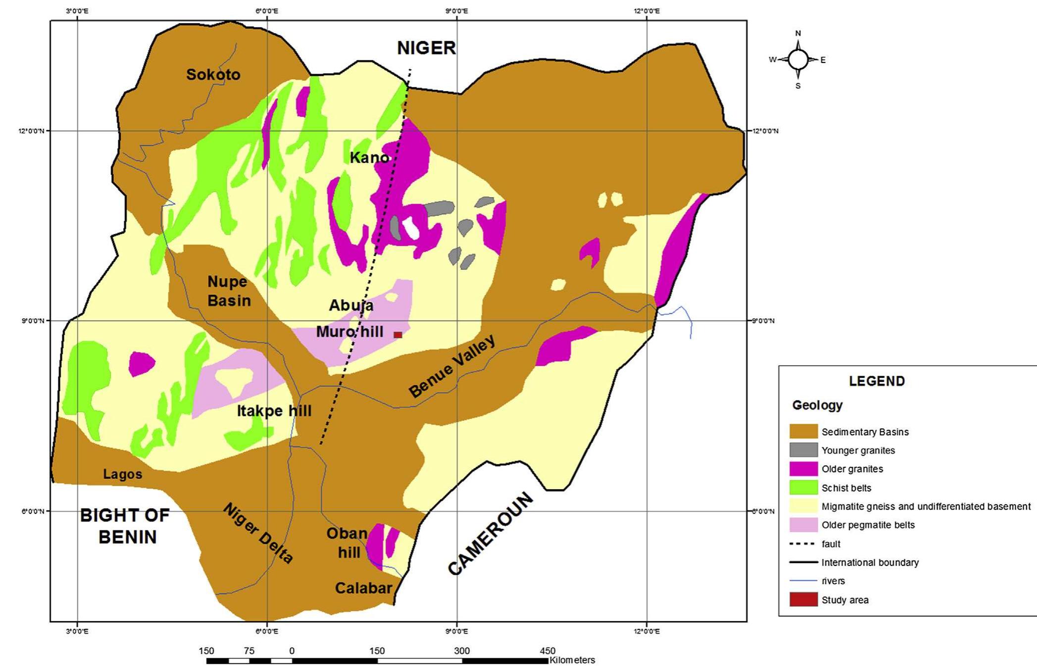 Simplified geological map of nigeria (adapted from okunlola