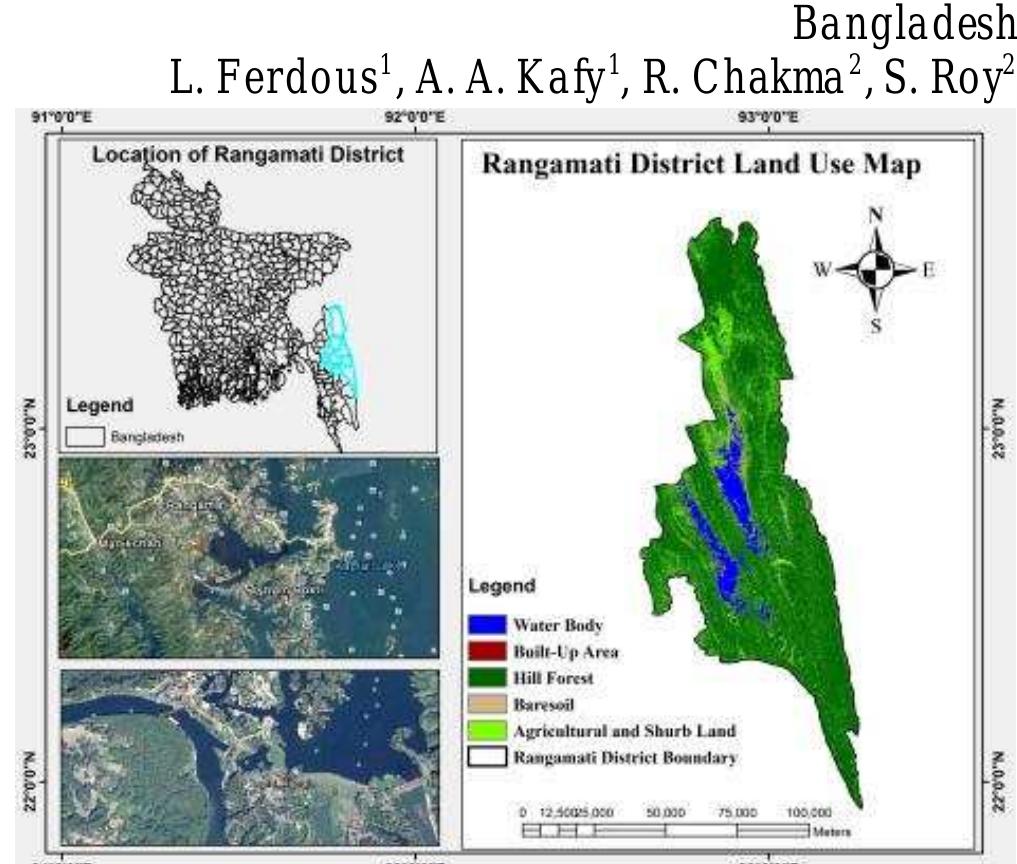 Map of bangladesh showing rangamati district, with an