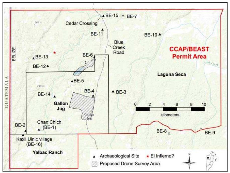 Map of the ccap/beast permit area showing the areas surveyed