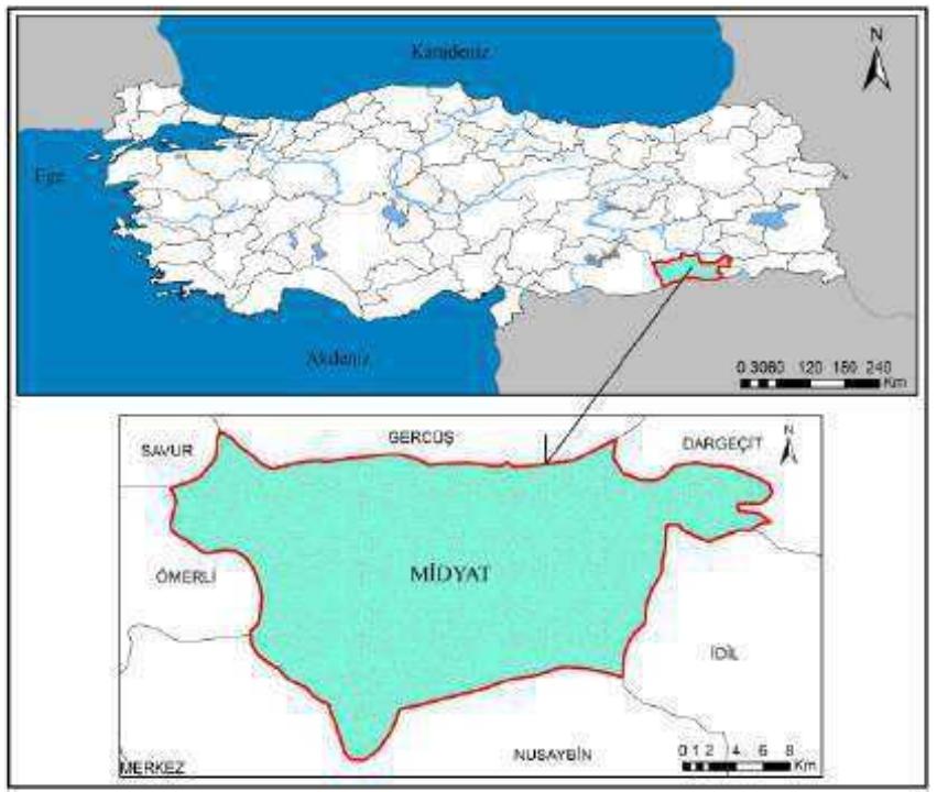 Location map of midyat settlement for many civilizations