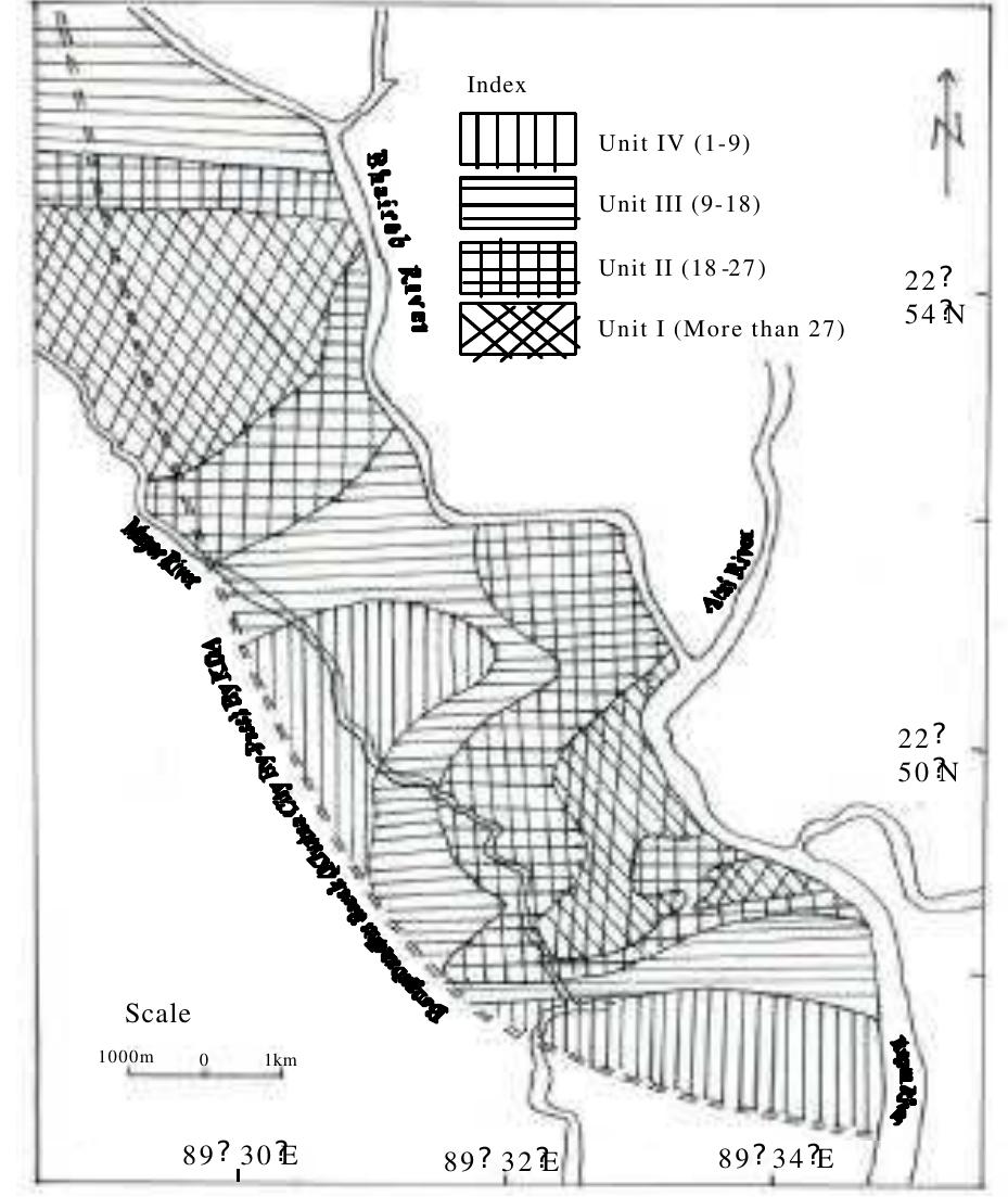 Geotechnical zonation map of the study area.