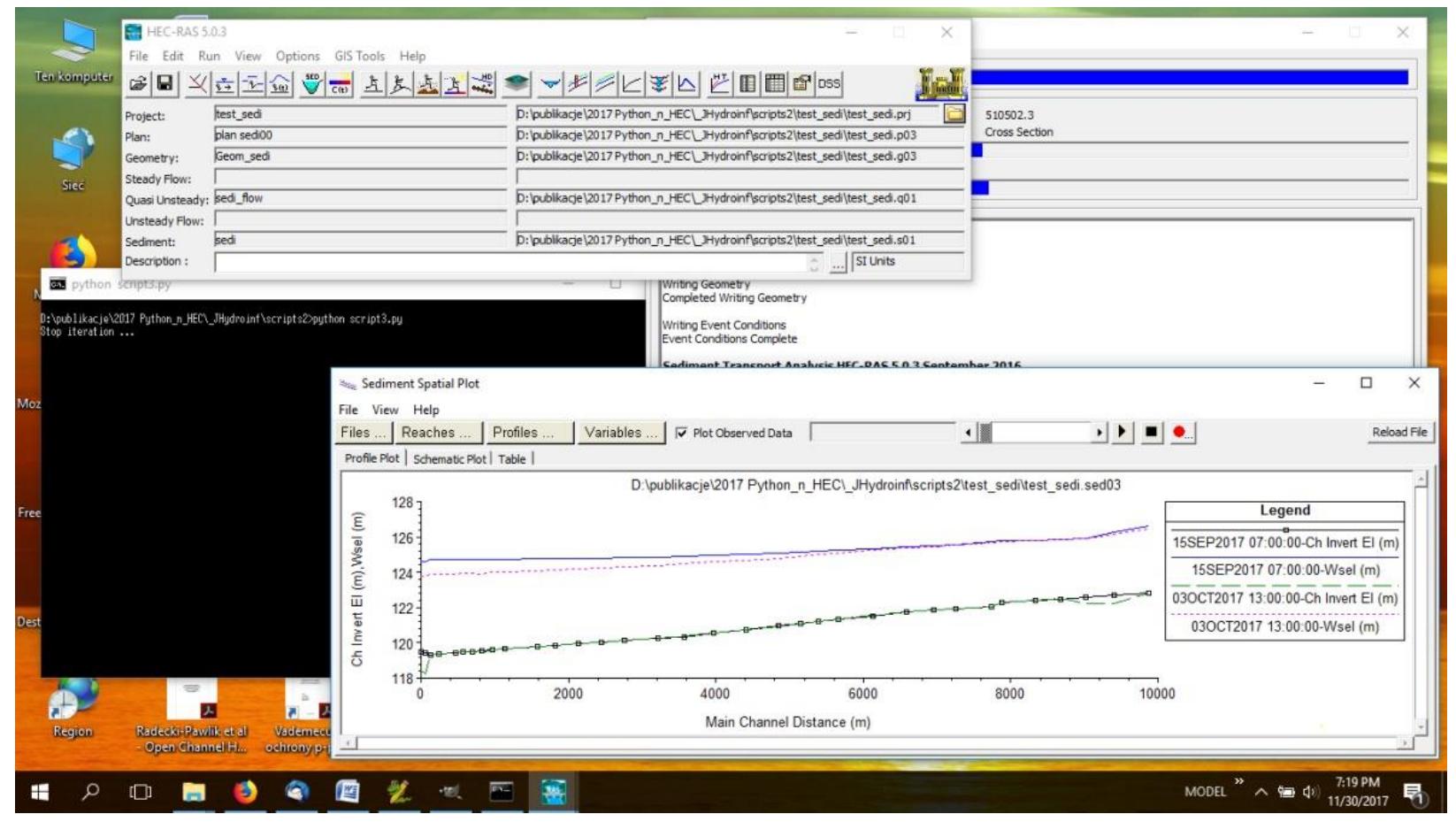 Run of sediment simulation and typical display of sediment