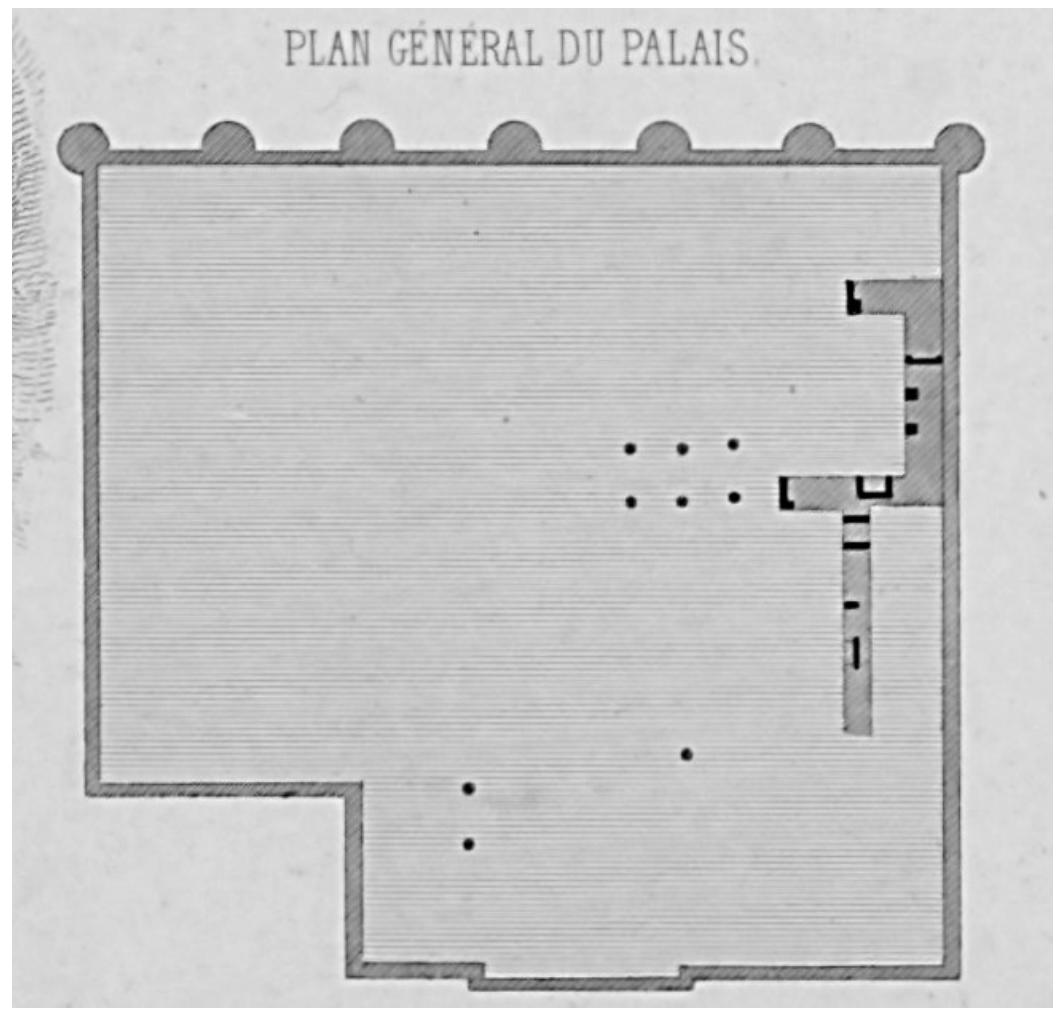 - istakhr, plan of the ruins oriented with west at the top