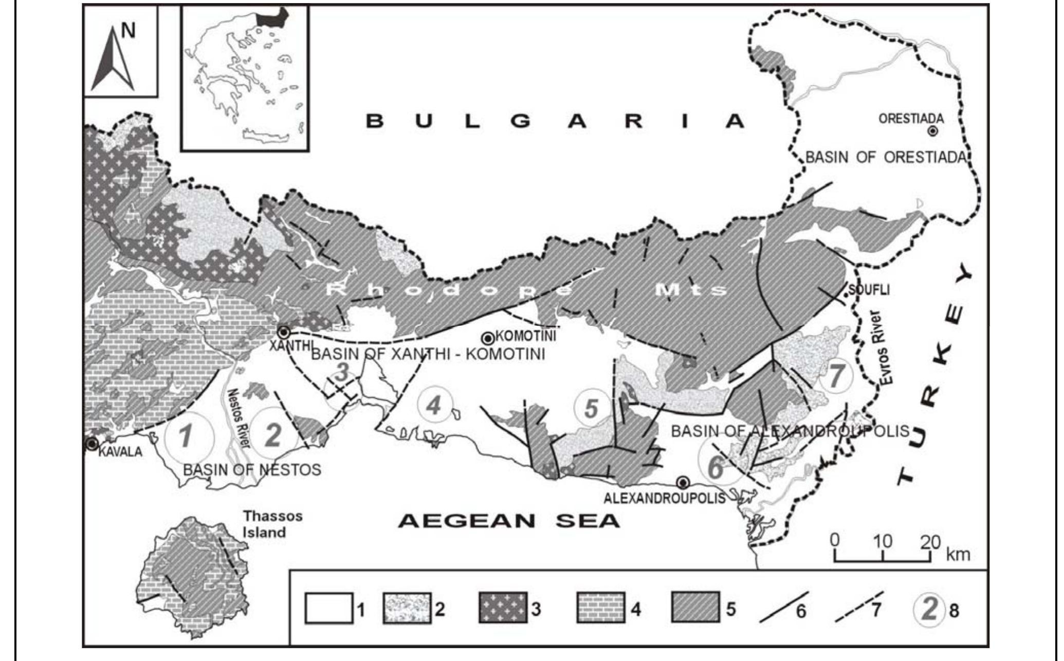 Simplified geological map of northeastern greece (thrace)