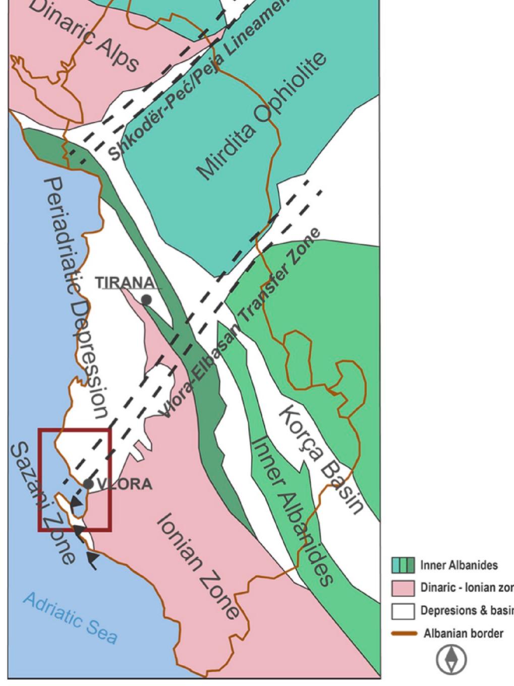 Map of the main tectonic zones in albania (simplified from