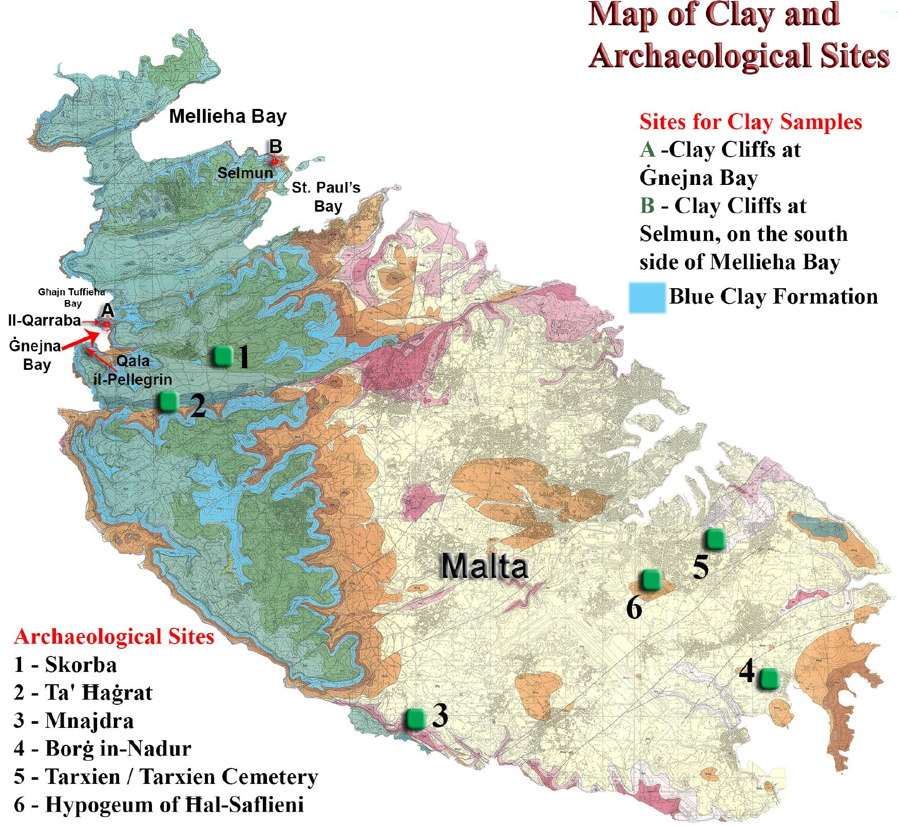 11 map of the locations of clay sources sampled and