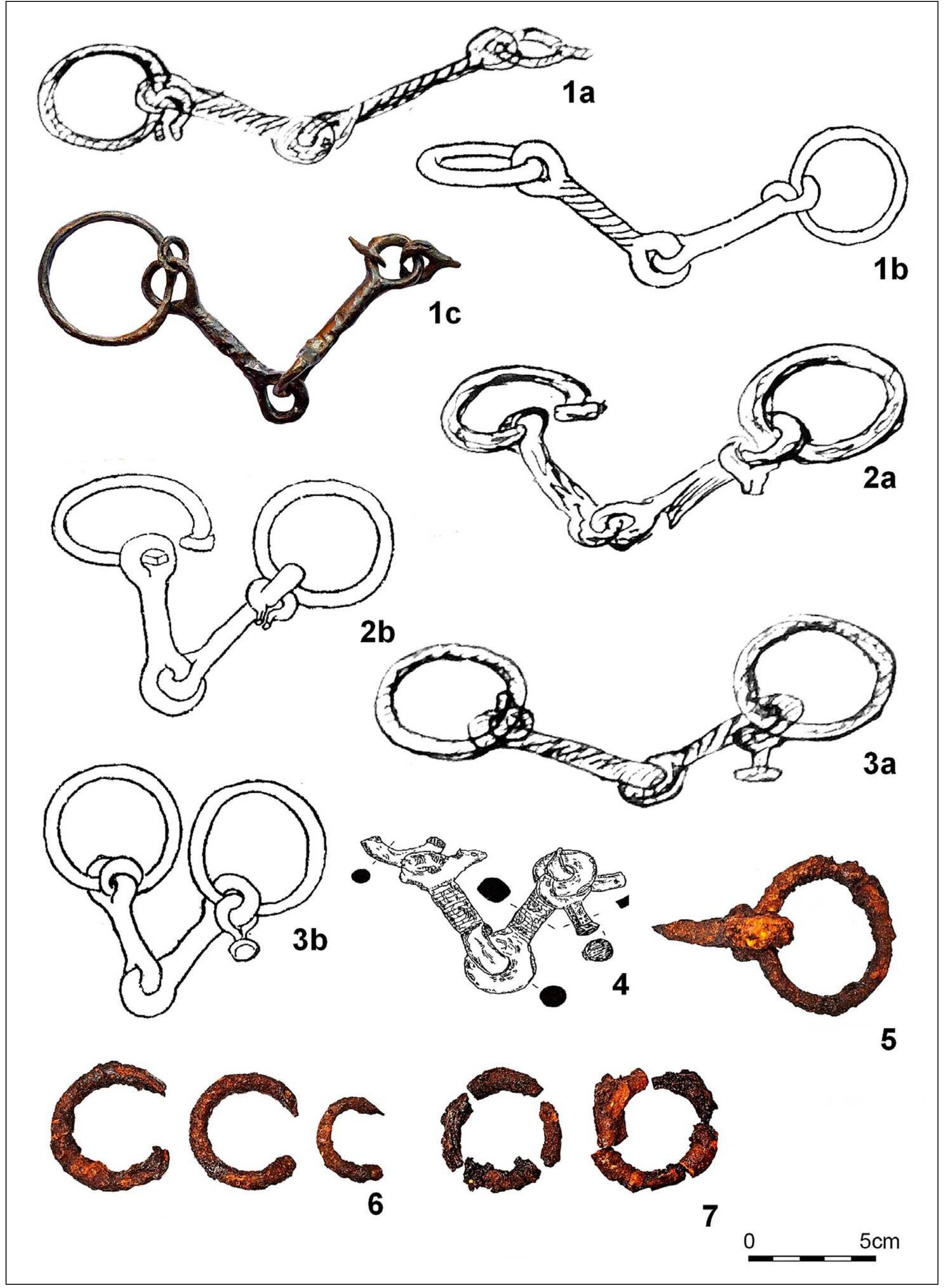 Tab. 13: iron horse bridle bits and their components, h2.