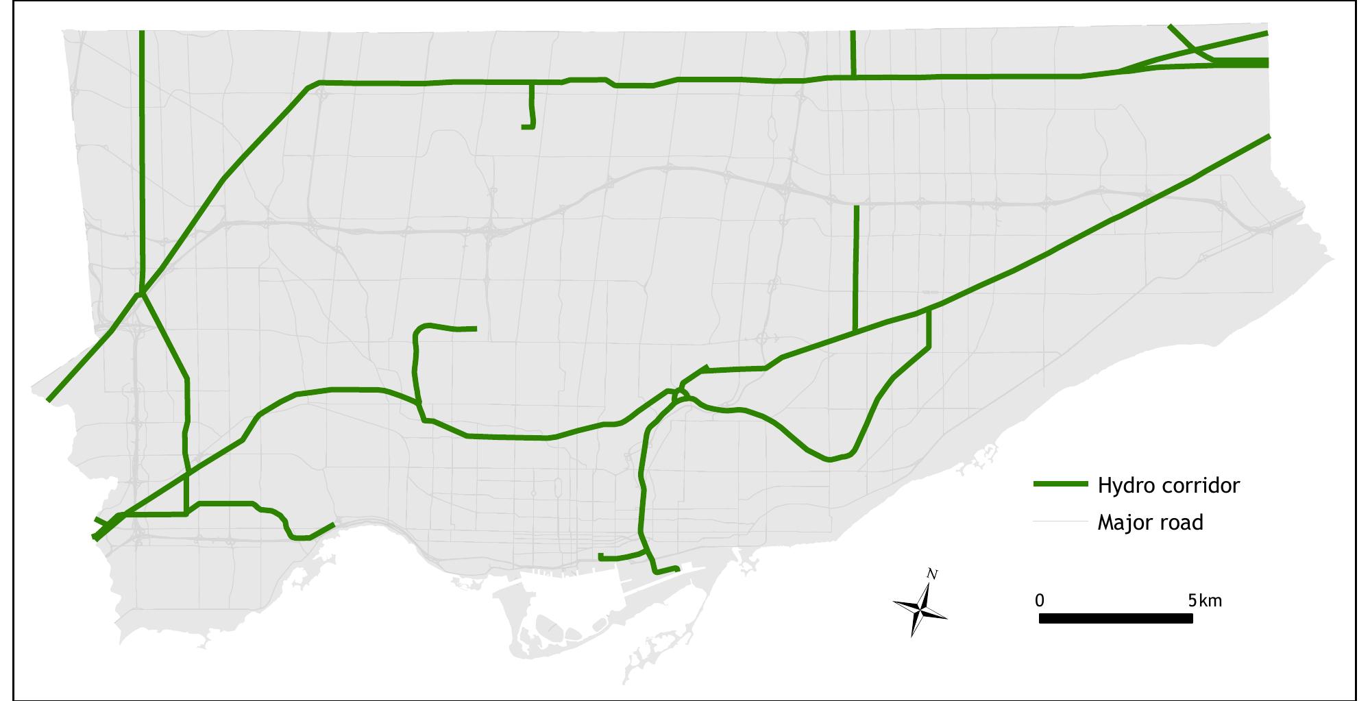 1 toronto's hydro corridors (adapted from city of toronto,