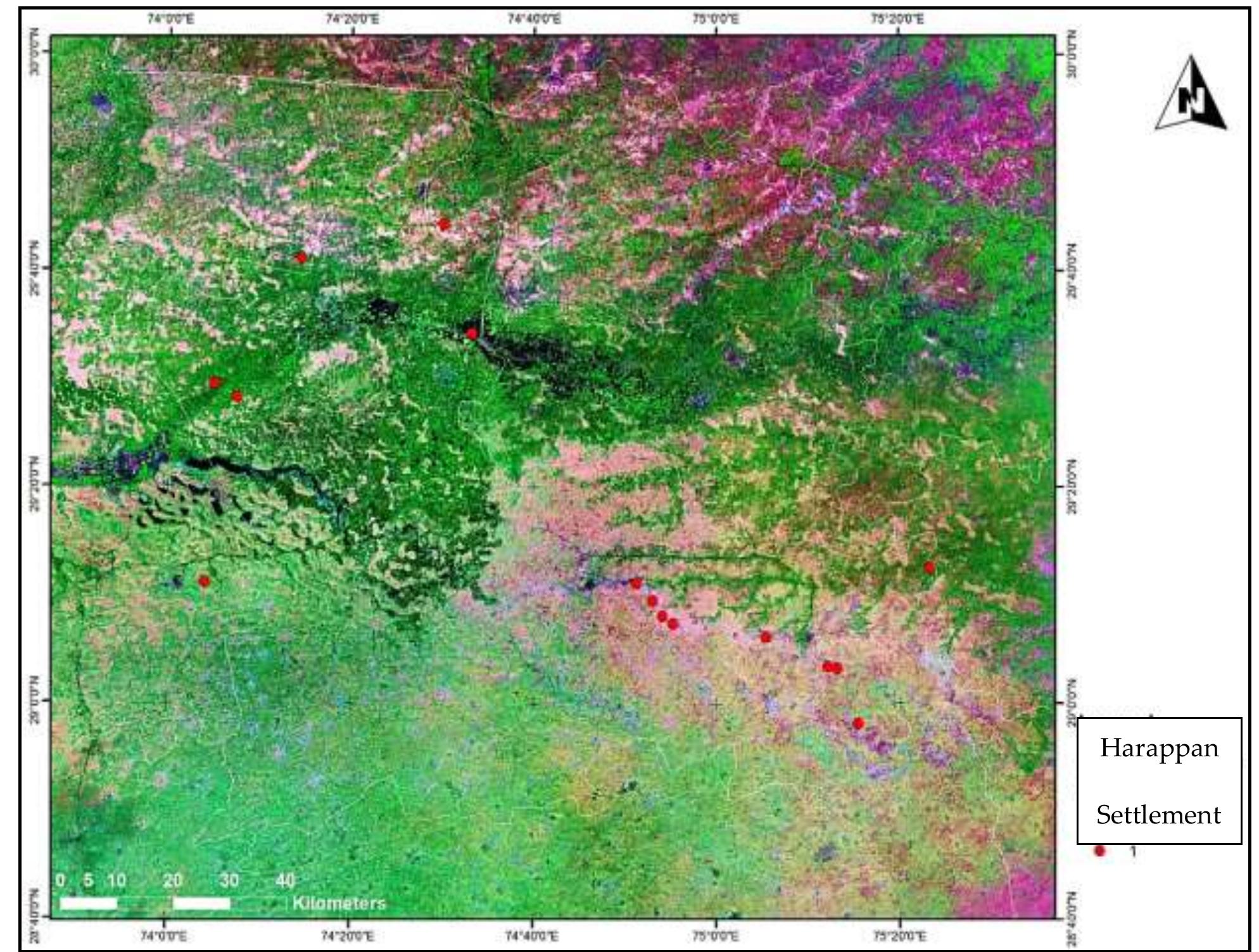 Map showing distribution of harappan settlements (after