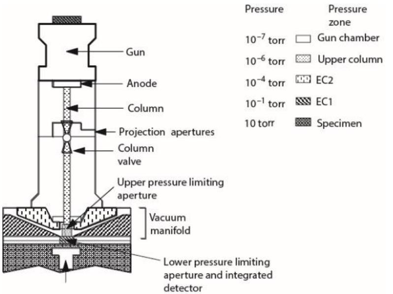 Schematic drawing of the vsem column, showing the different